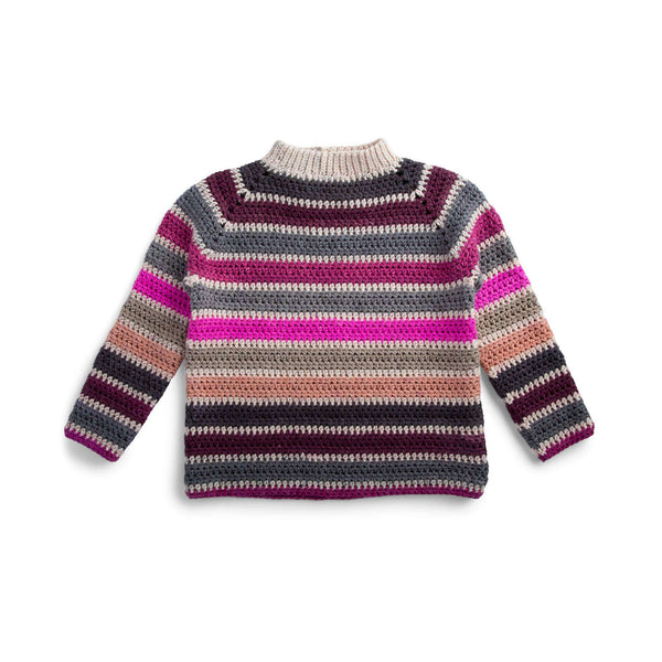 Caron Striped Crochet Raglan Pullover | Yarnspirations