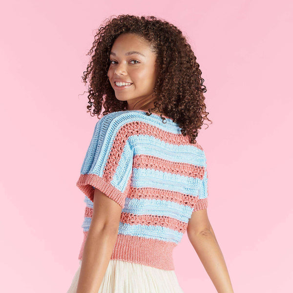 Caron Striped To A Tee Crochet Pullover | Yarnspirations