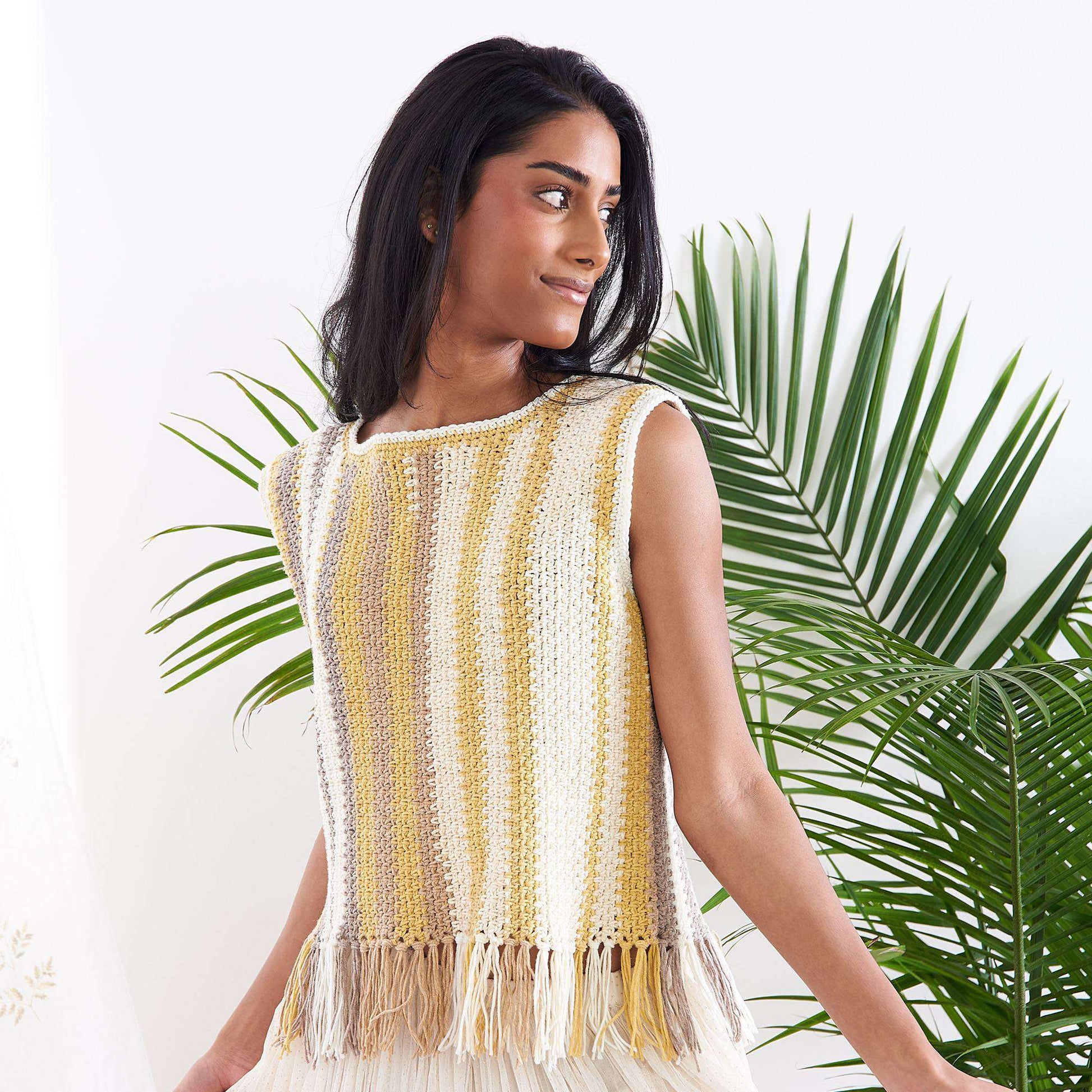 Free Caron Stripes & Fringe Tank Crochet Pattern | Yarnspirations