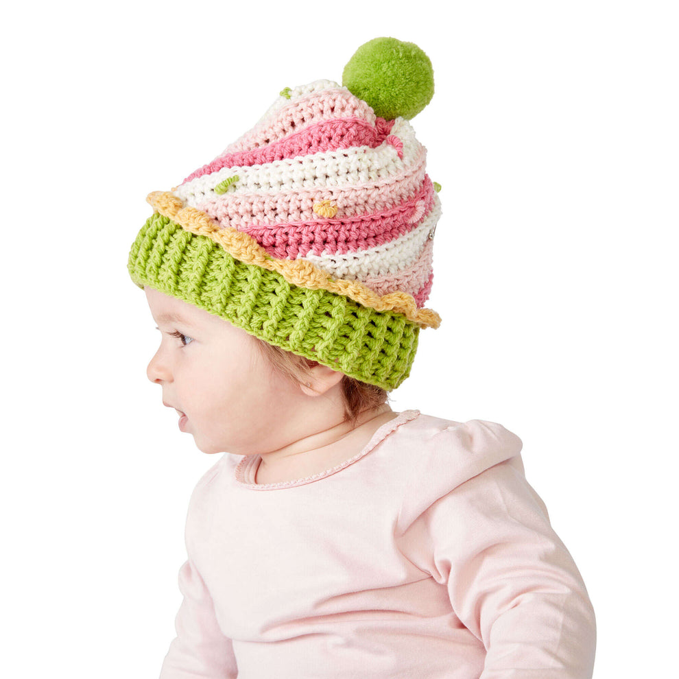 Free Easy Caron Sweet Swirl Cupcake Hat Crochet Pattern | Yarnspirations