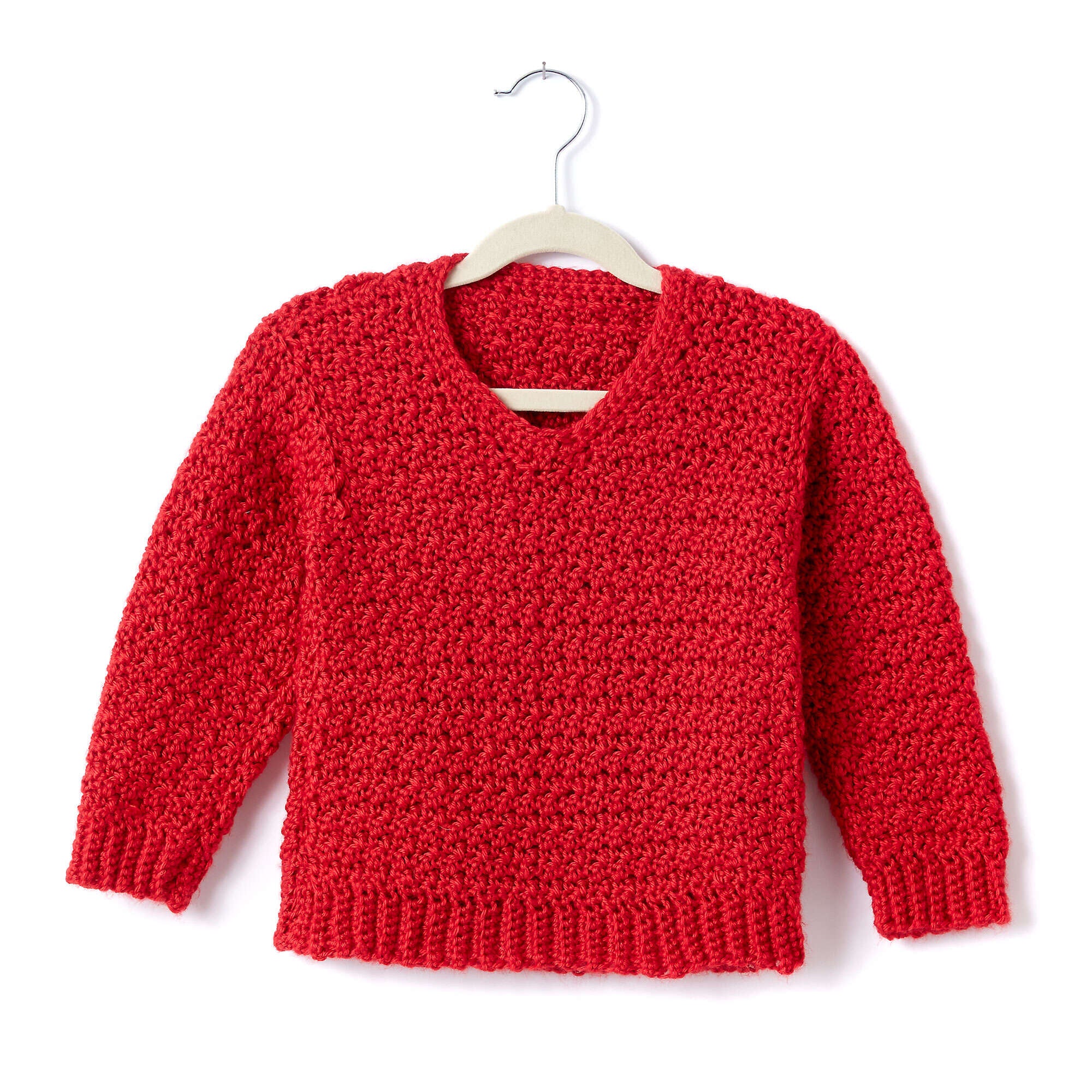 Free Easy Caron Child's V-Neck Pullover Crochet Pattern | Yarnspirations