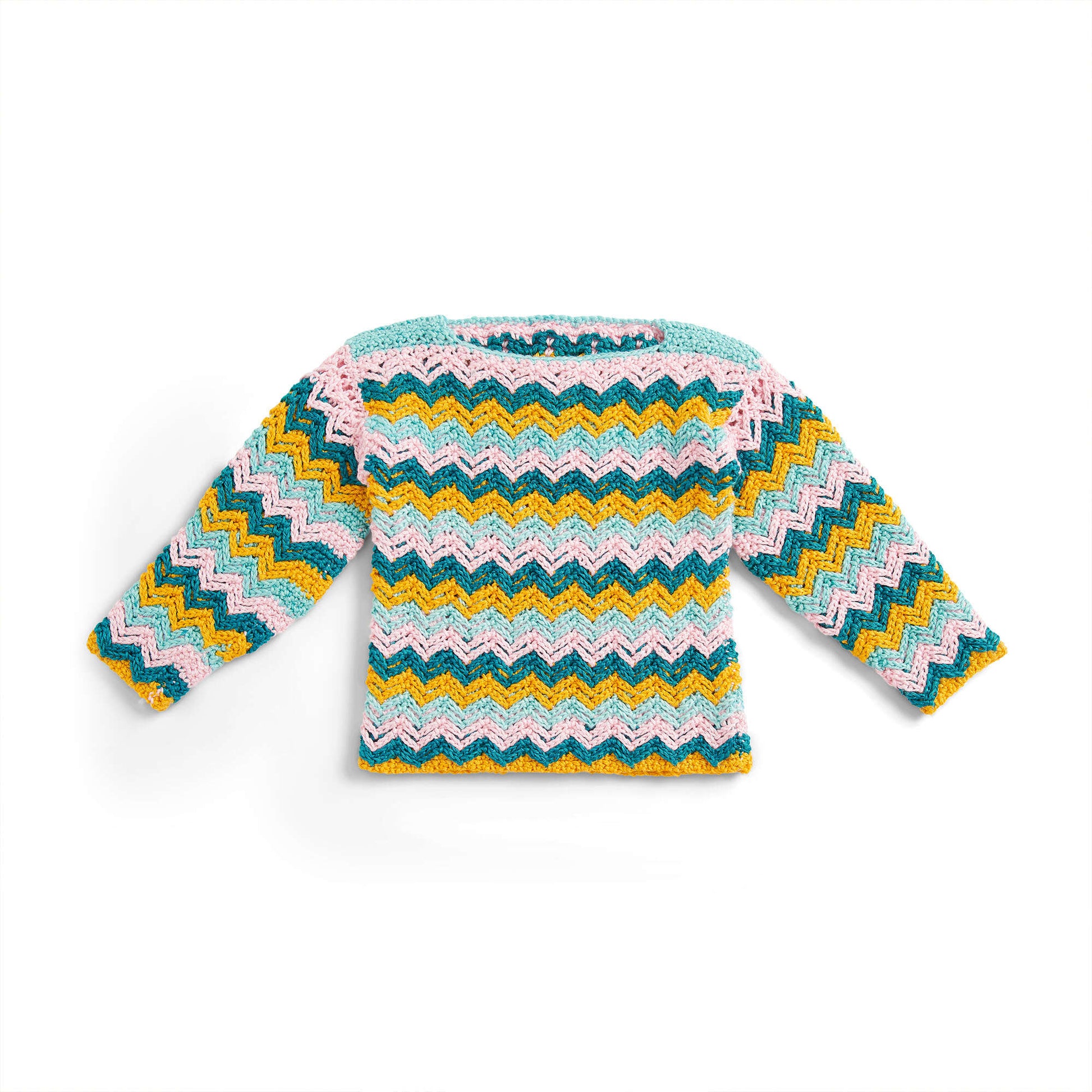 Free Caron Zig-zag Kid's pullover Crochet Pattern | Yarnspirations