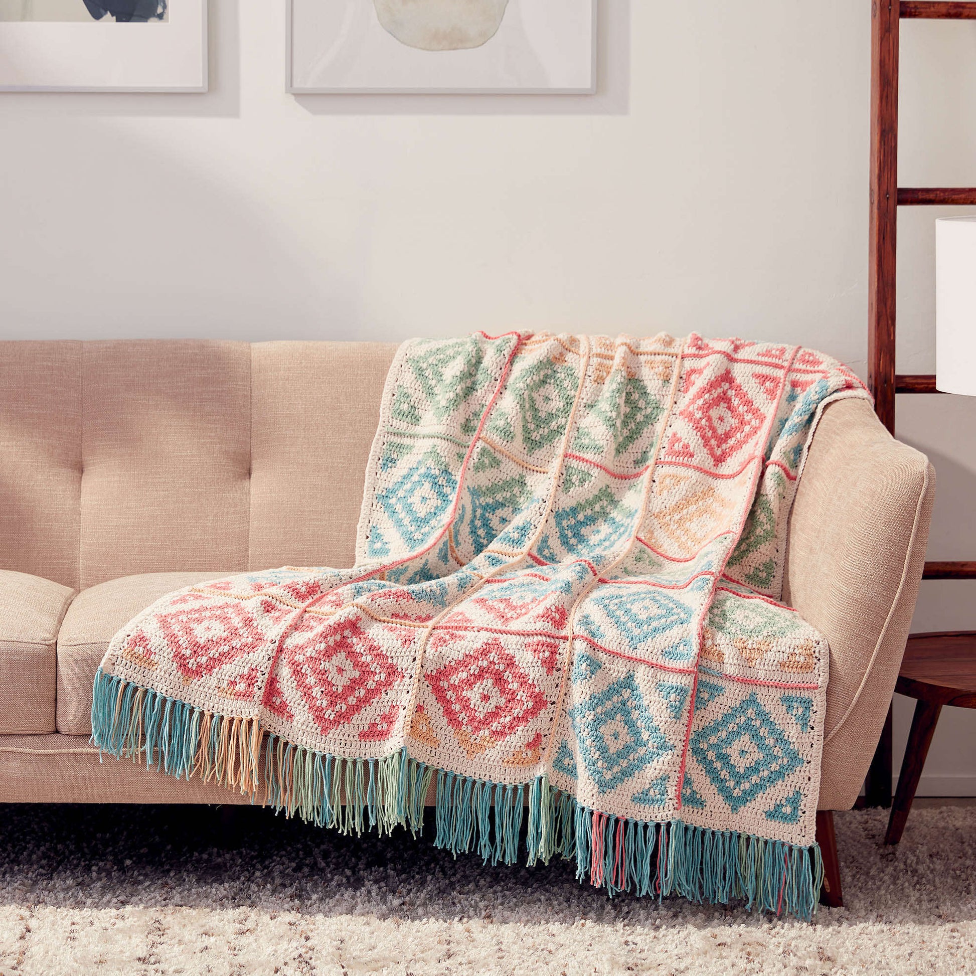 Free Caron Diamond Blocks Blanket Crochet Pattern | Yarnspirations