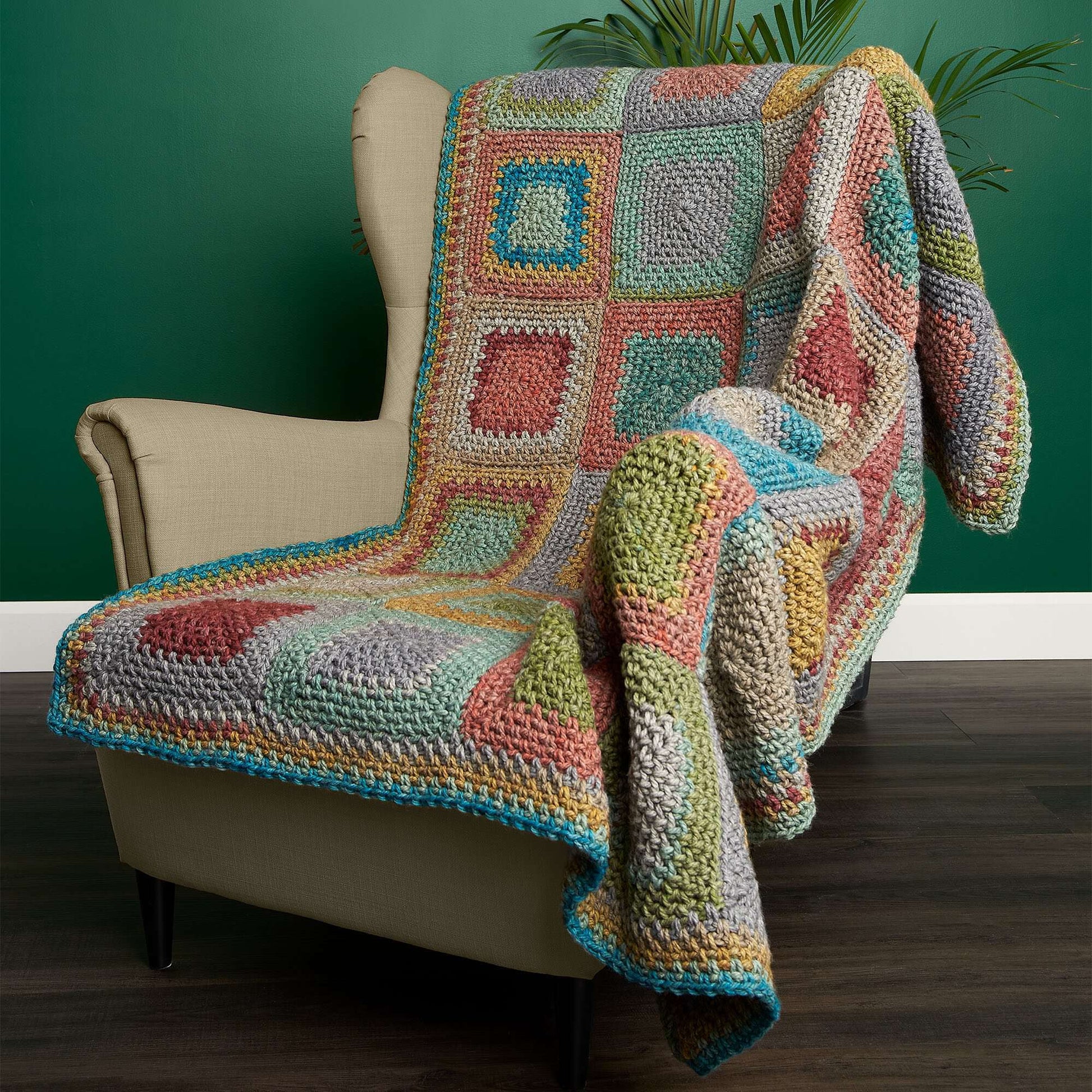 Free Easy Caron Bold Blocks Blanket Crochet Pattern | Yarnspirations