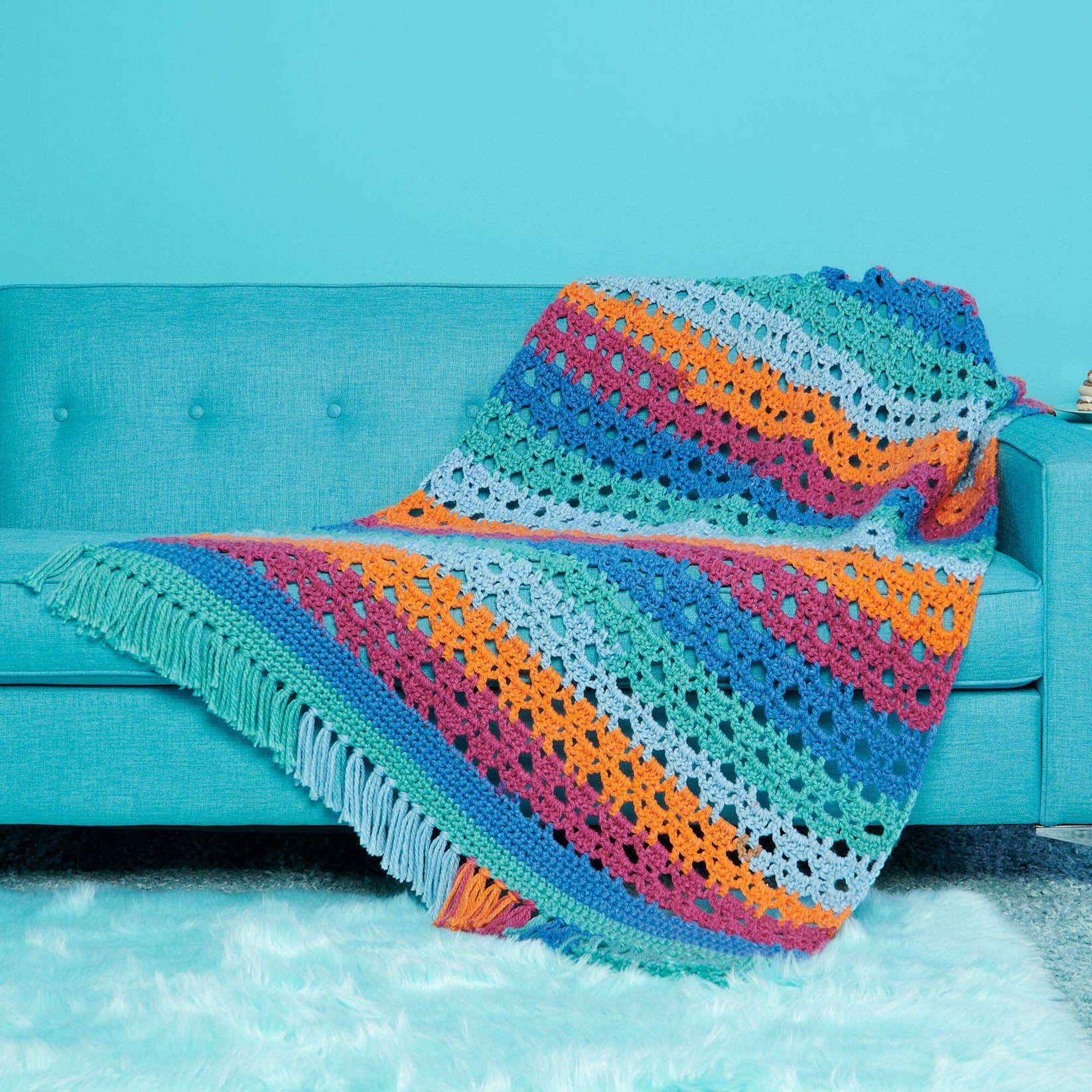 Free Easy Caron Stacking Triangles Lacy Blanket Crochet Pattern ...