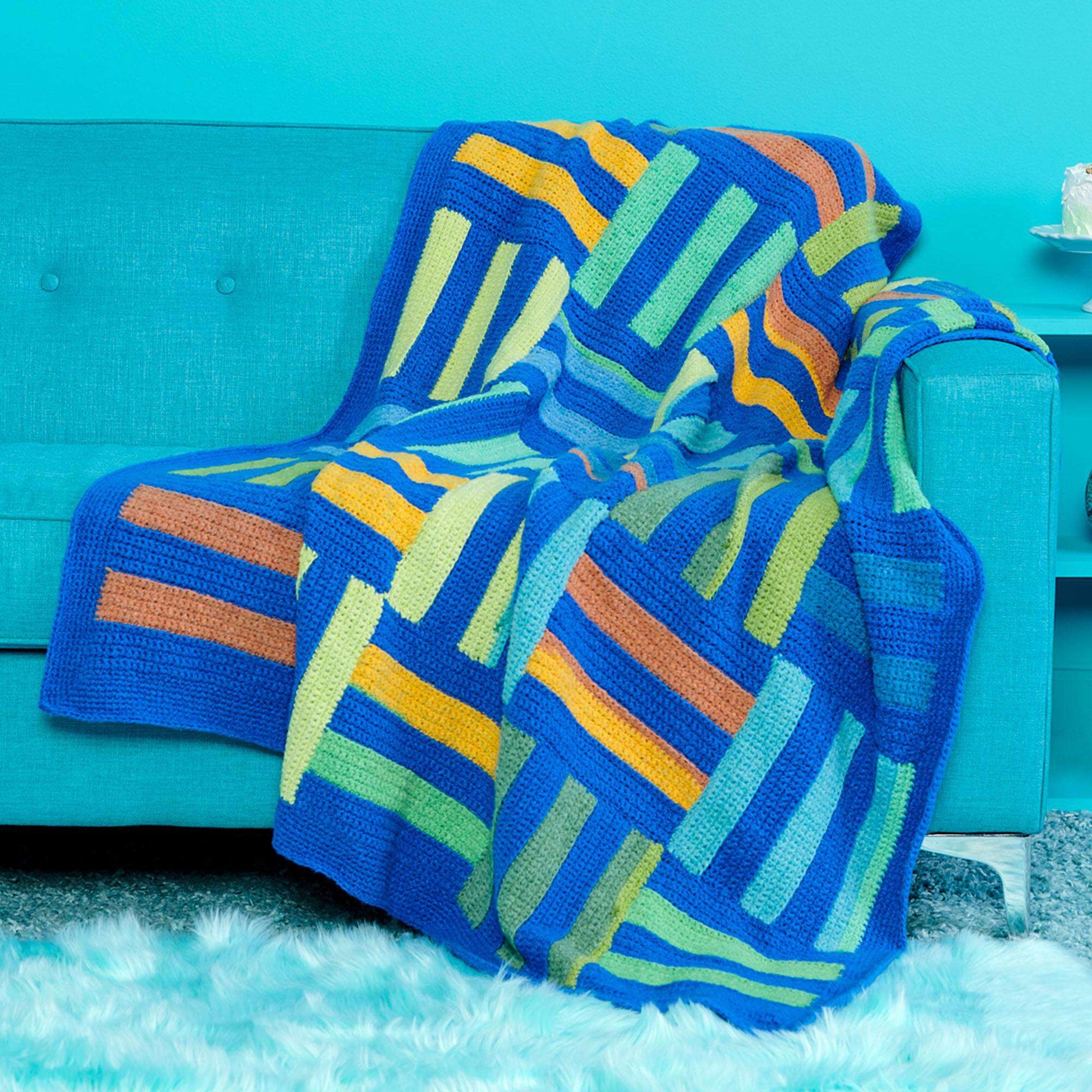 Free Easy Caron Striping Squares Blanket Crochet Pattern | Yarnspirations