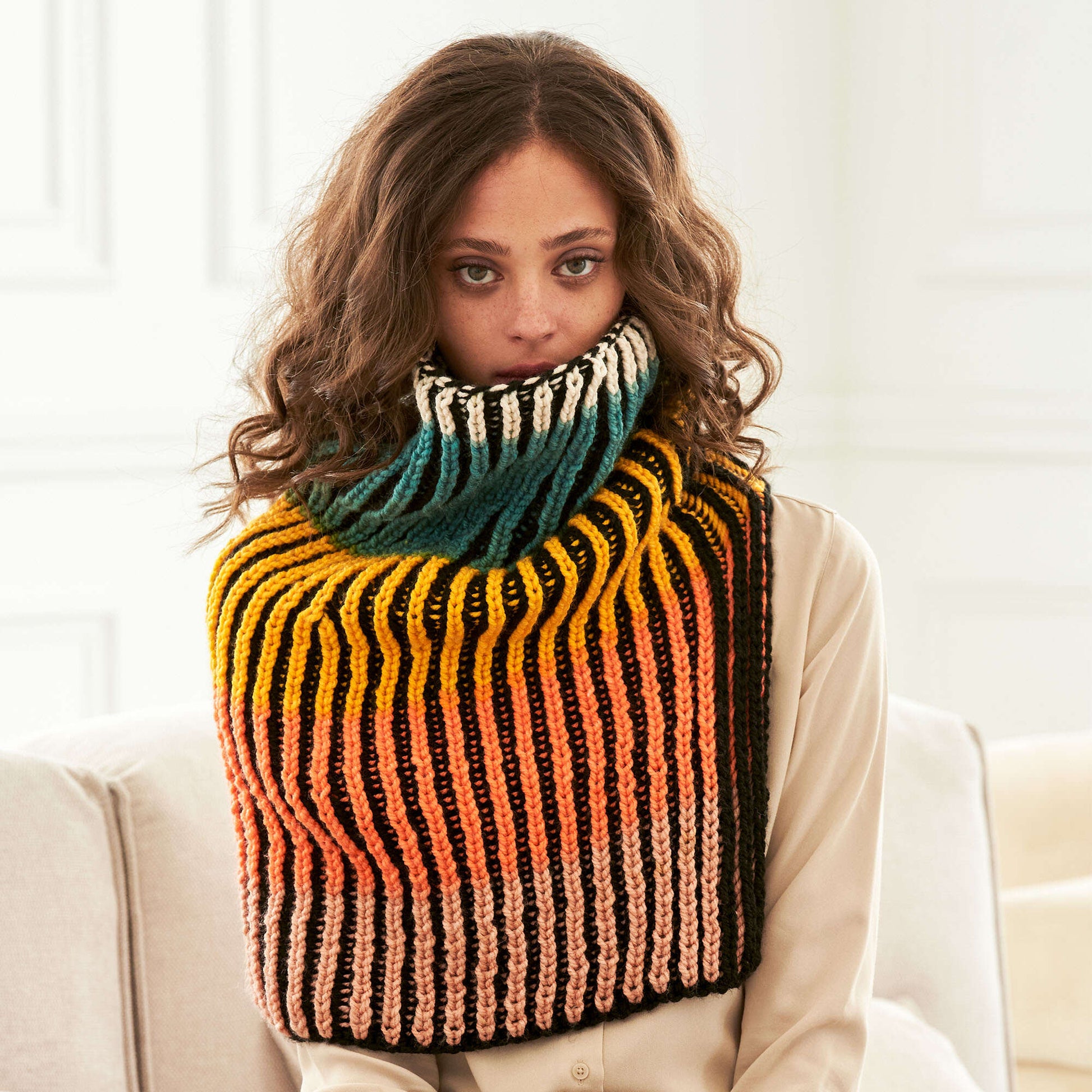 Free Caron Gotta Split Brioche Cowl Knitting Pattern | Yarnspirations