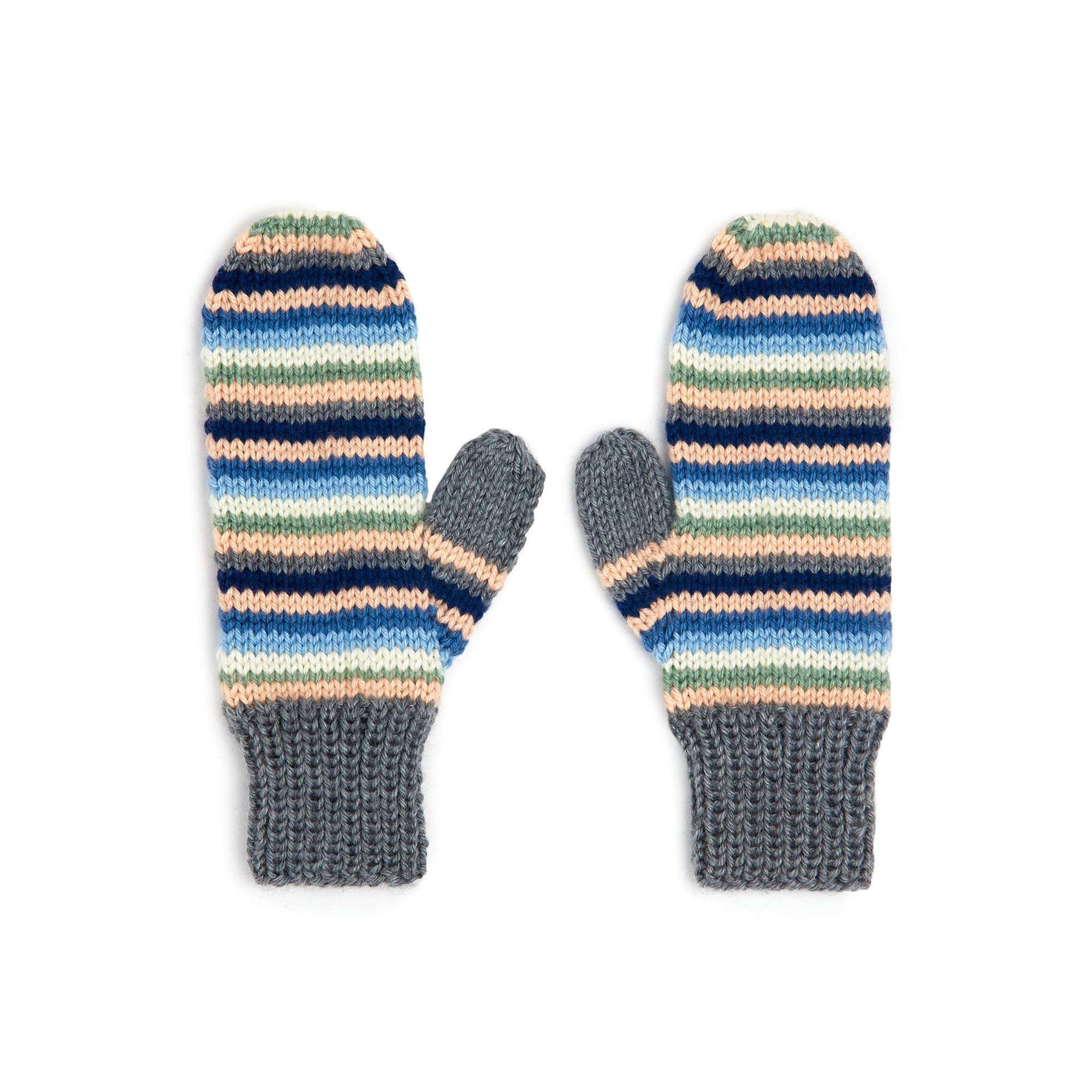 Free Easy Caron Stripey Mittens Knitting Pattern | Yarnspirations