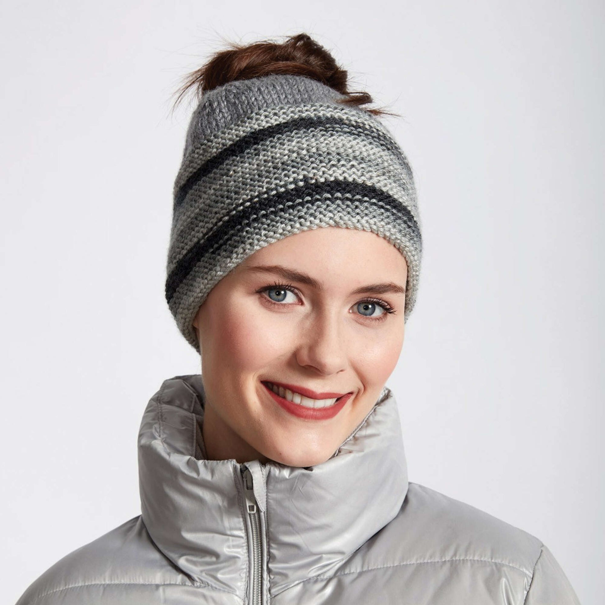 Caron Messy Bun Knit Hat | Yarnspirations