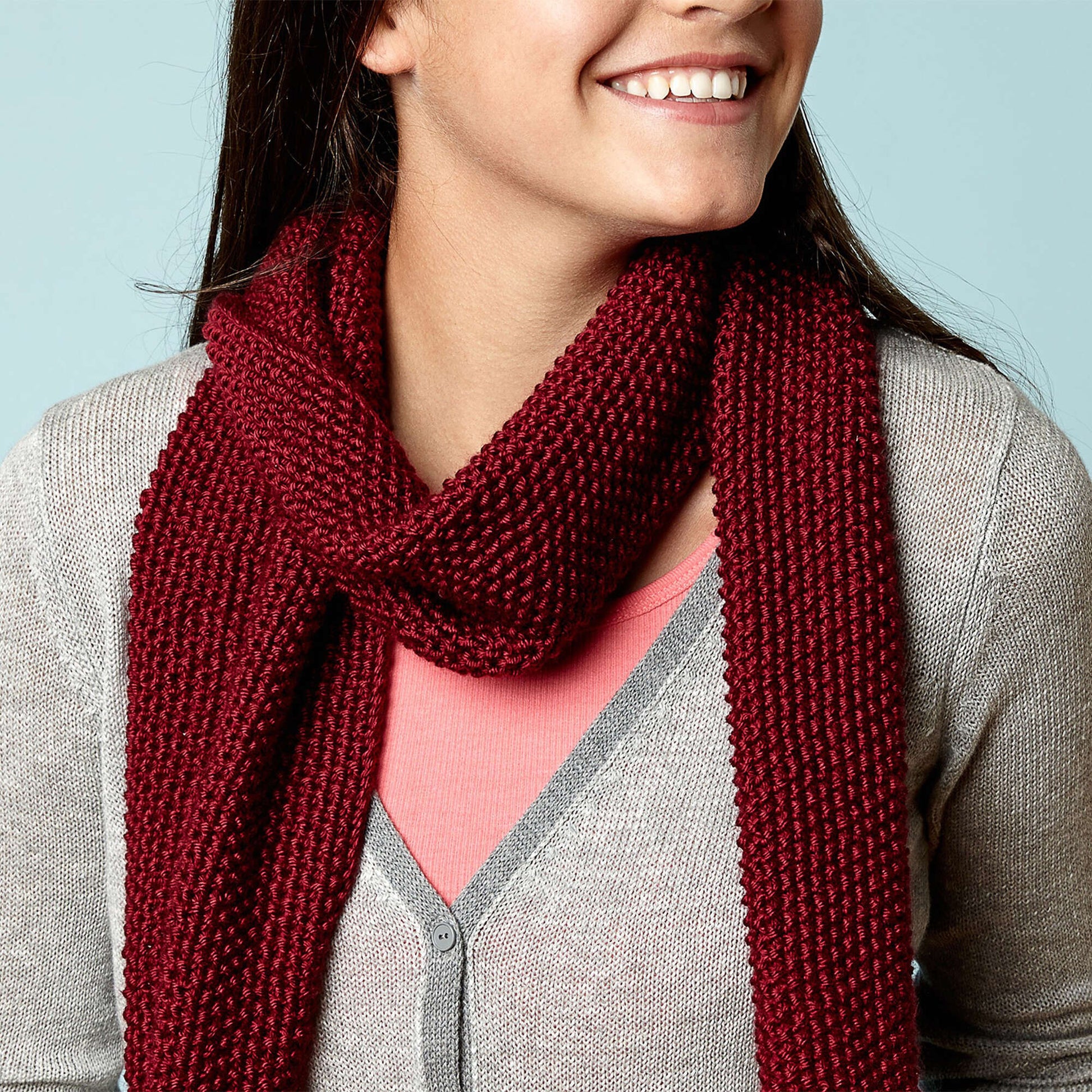 Free Beginner Caron Burgundy Scarf Knitting Pattern | Yarnspirations