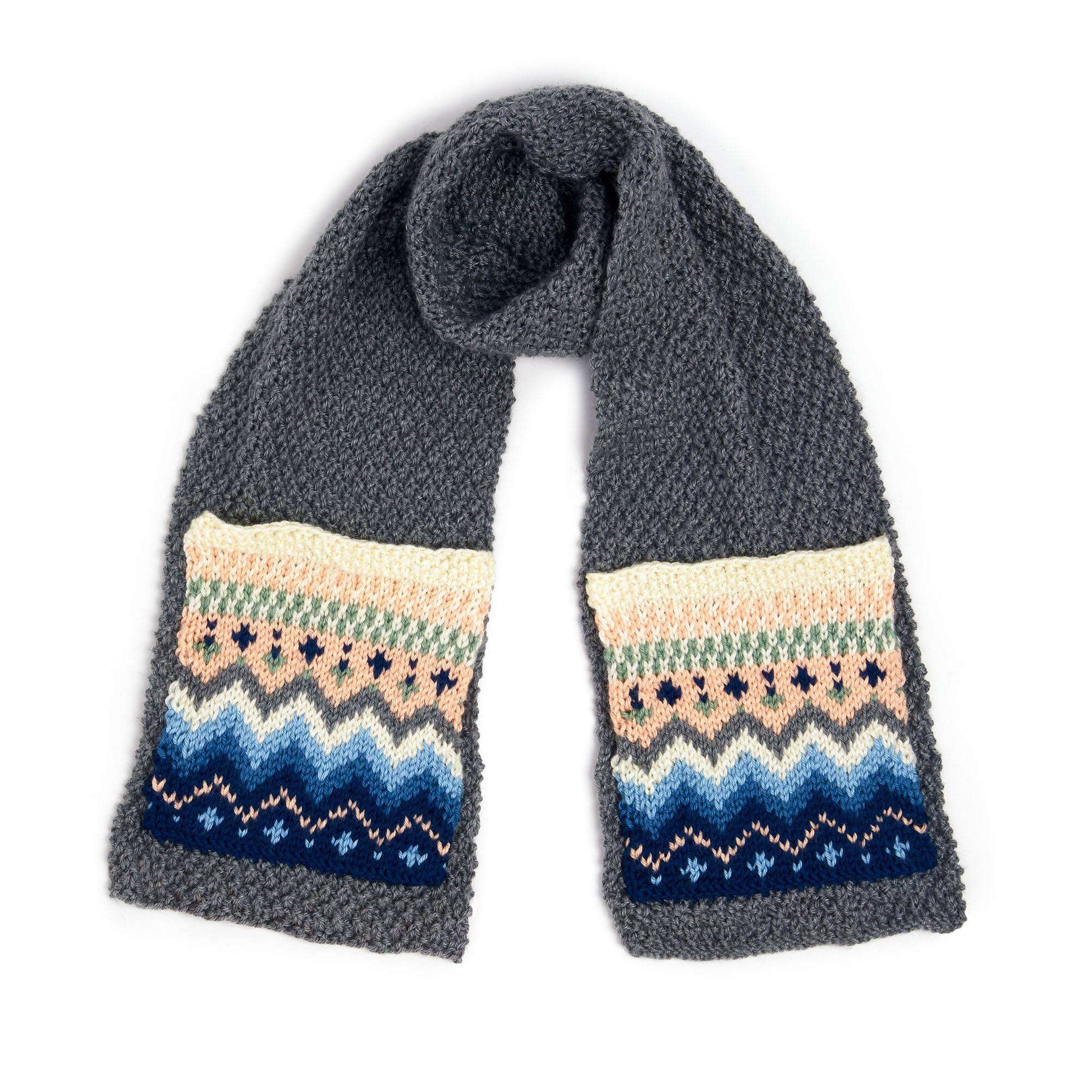 Free Caron Fair Isle Scarf with Pockets Knitting Pattern | Yarnspirations