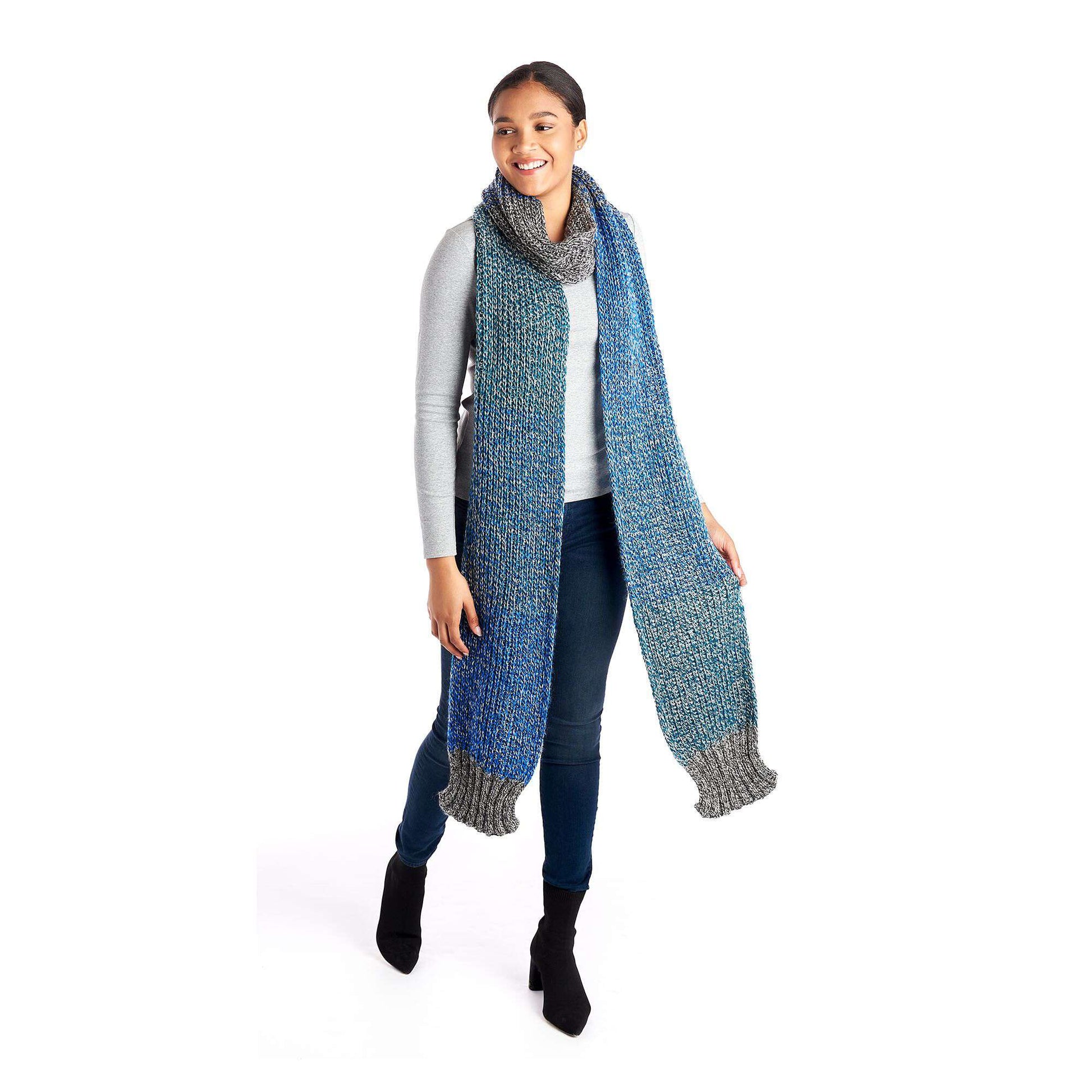 Free Easy Caron Make'r Shaker Rib Scarf Knitting Pattern | Yarnspirations