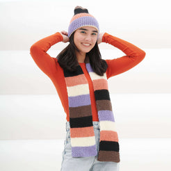 Free Easy Caron Scrappy Knit Hat & Scarf Knit Pattern | Yarnspirations