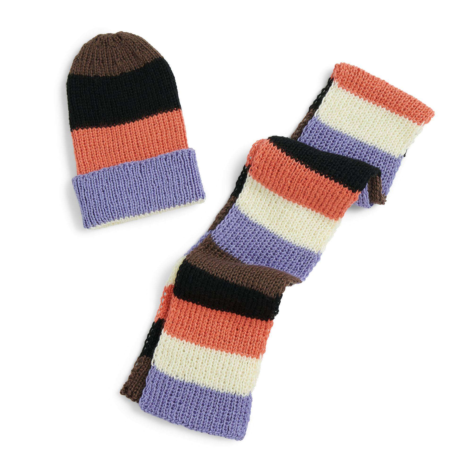 Free Easy Caron Scrappy Hat & Scarf Knitting Pattern | Yarnspirations