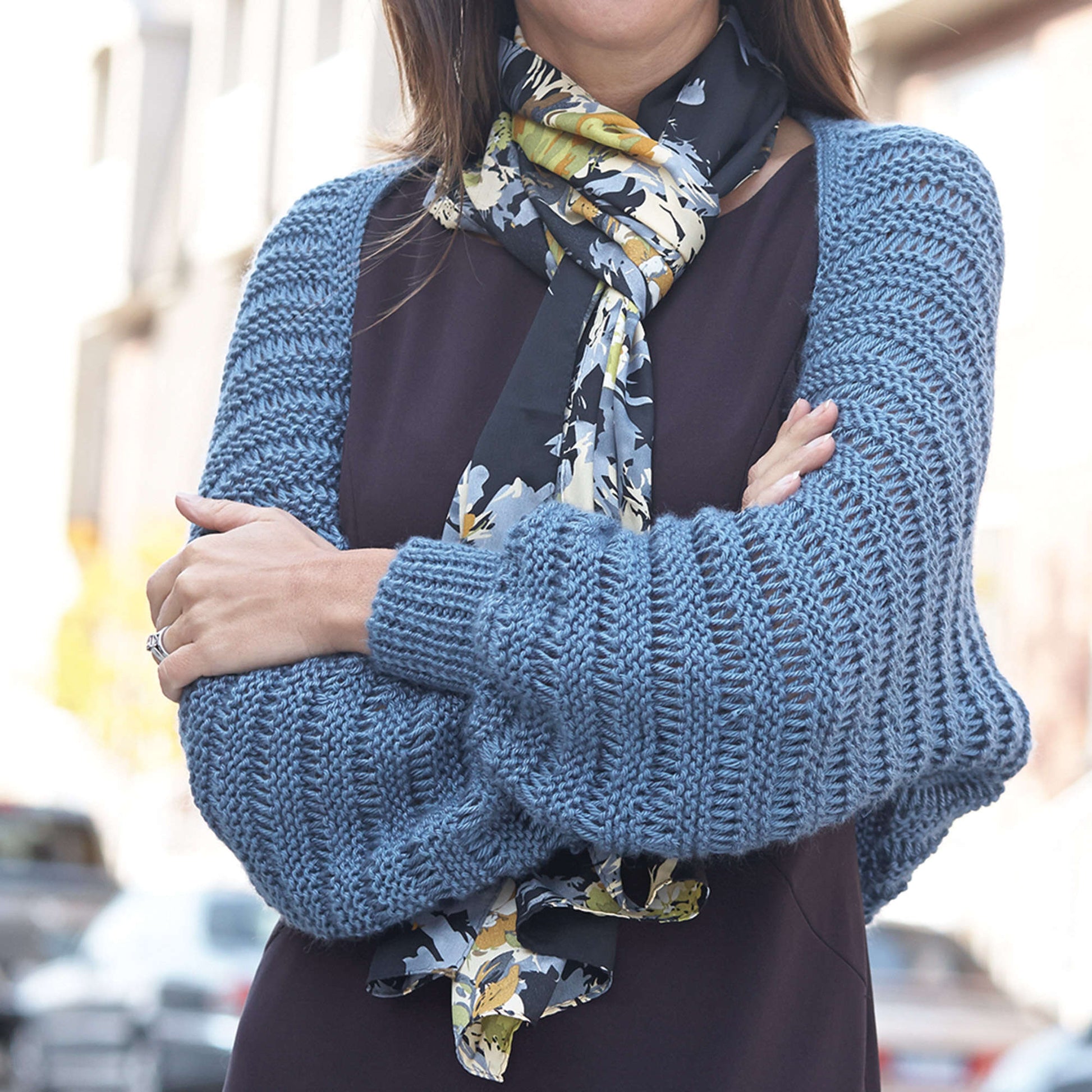 Free Caron Cuffed Dolman Shrug Knitting Pattern | Yarnspirations