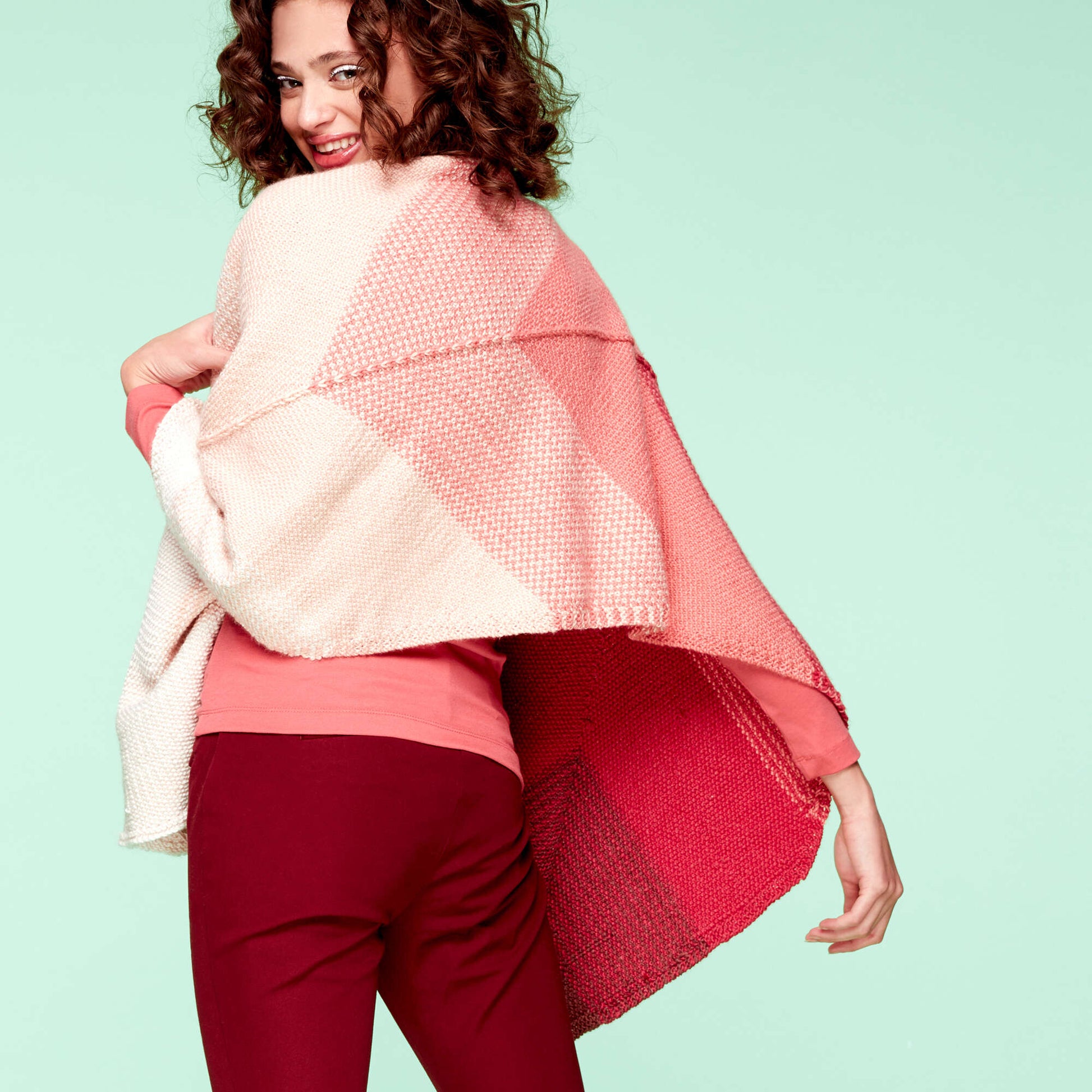 Free Caron X Pantone Linen Stitch Mitered Wrap Knitting Pattern ...