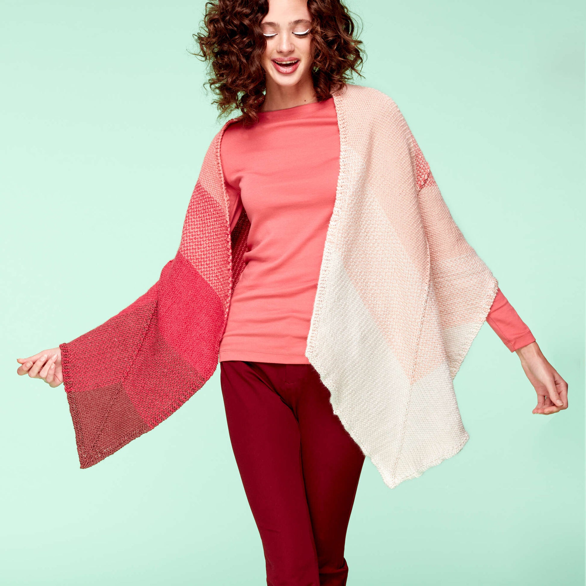 Free Caron X Pantone Linen Stitch Mitered Wrap Knitting Pattern ...