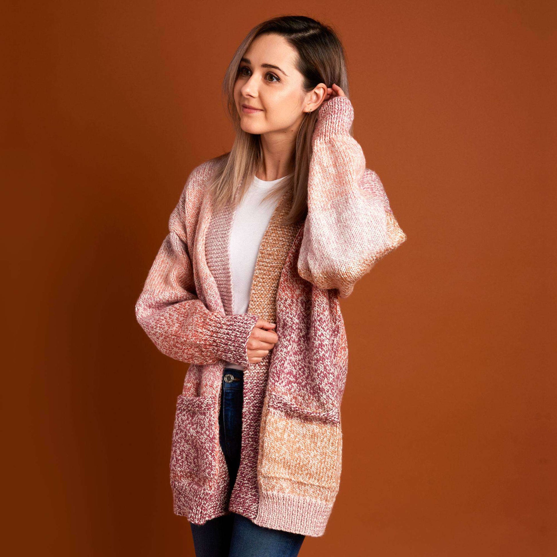 Free Easy Caron Dropped Shoulder Cardigan Knitting Pattern | Yarnspirations