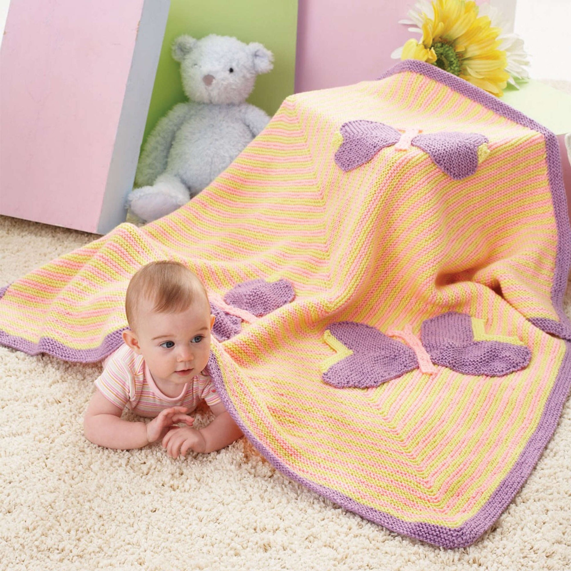 Free Caron Butterfly Knit Blanket Pattern | Yarnspirations