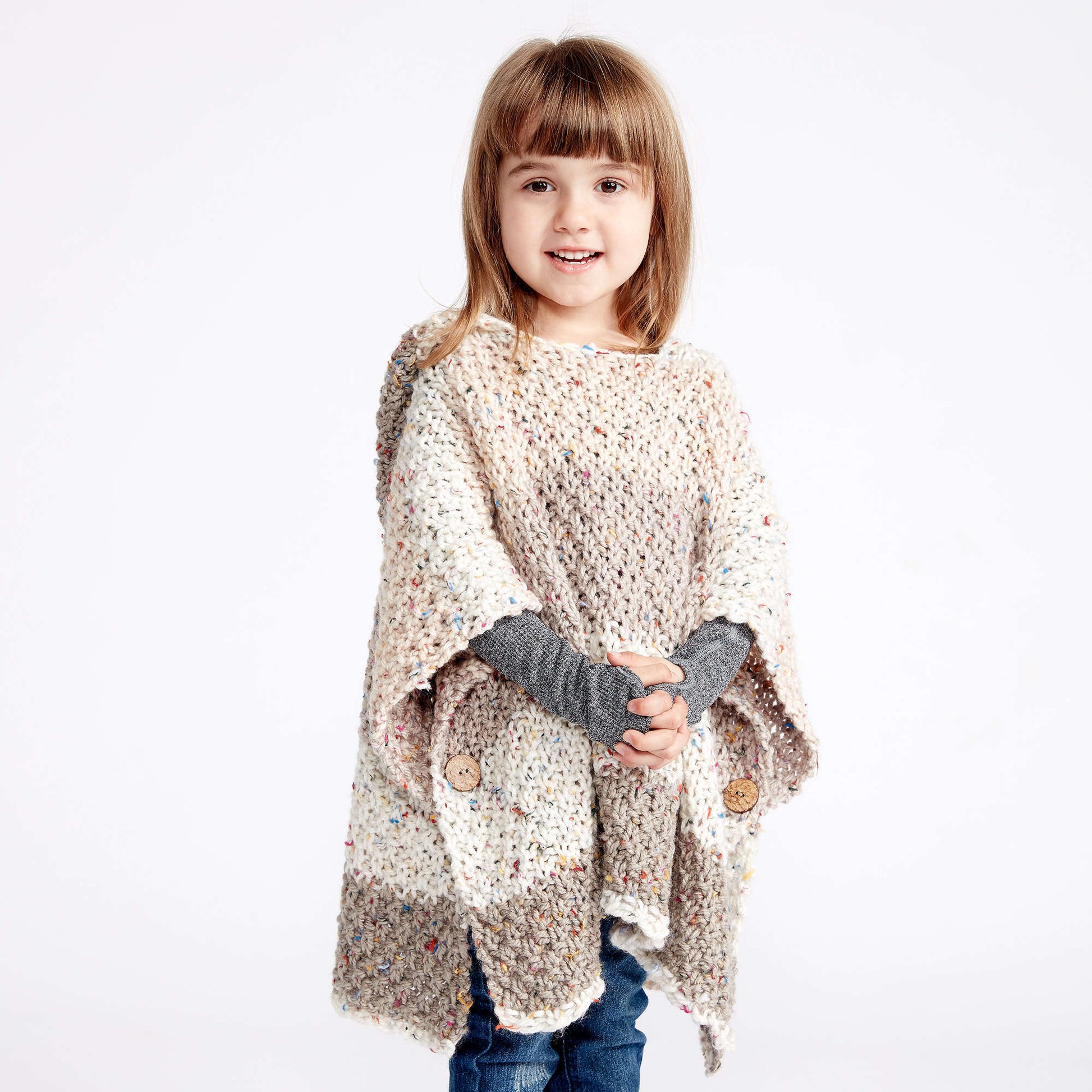 Free Easy Caron Hooded Girl's Poncho Knitting Pattern | Yarnspirations