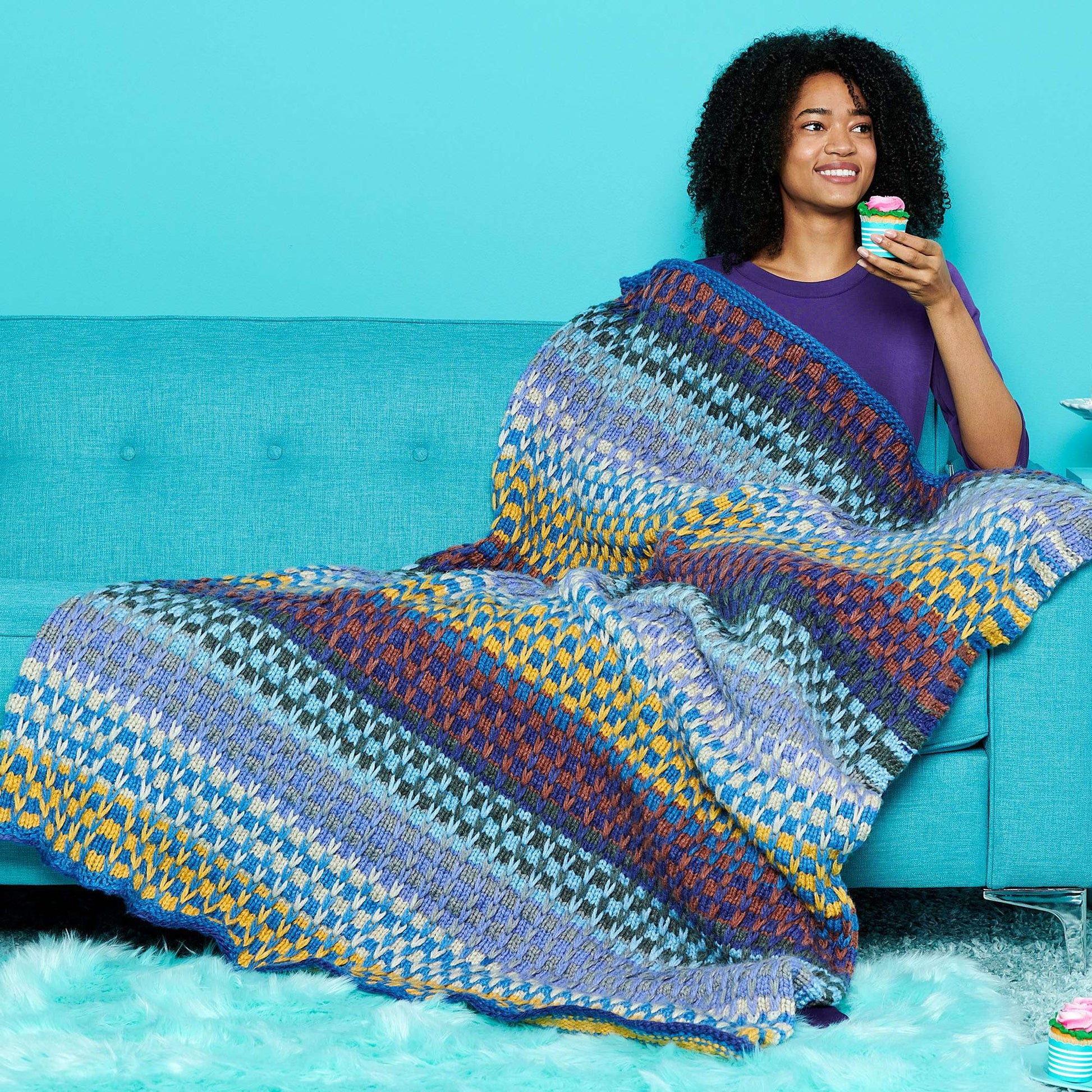 Free Caron Double the Stripe Blanket Knitting Pattern | Yarnspirations