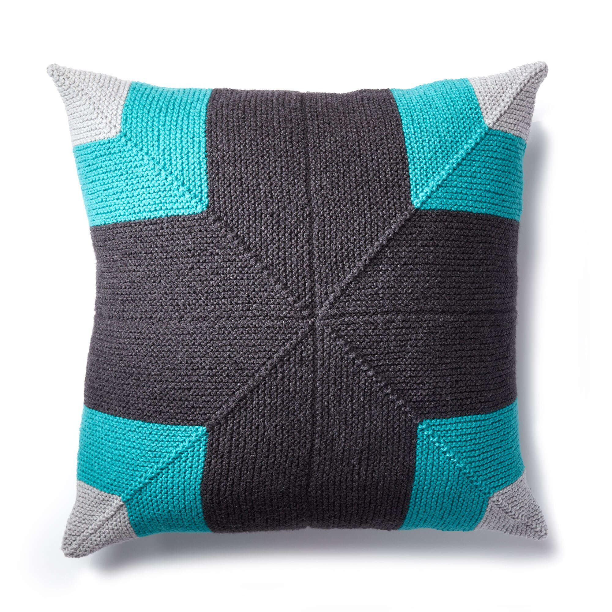Free Easy Caron Mighty Mitered Pillow Knitting Pattern | Yarnspirations