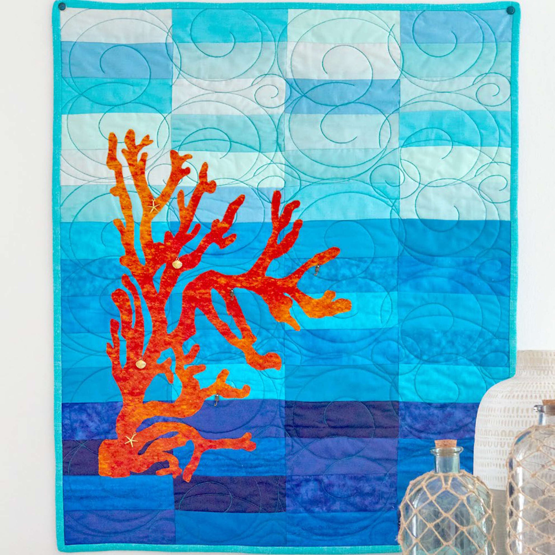 Free Coats & Clark Coral & Blue Wall Hanging Quilting Pattern ...