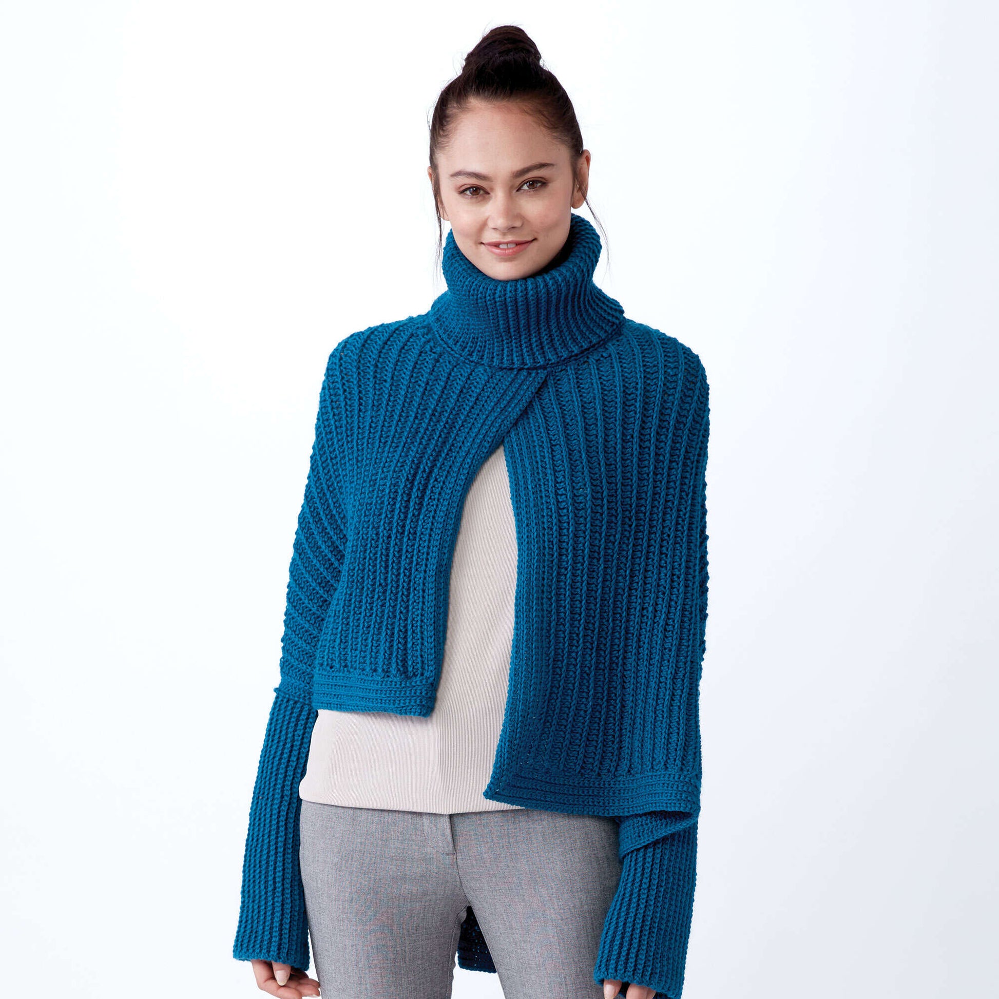 Free Patons Wrapover Swoncho Crochet Pattern | Yarnspirations