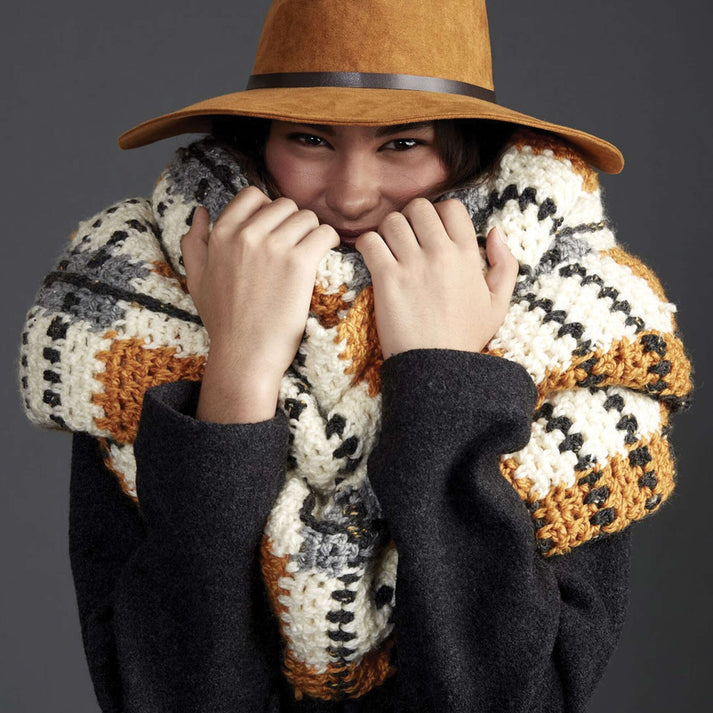 Patons Big Tartan Crochet Super Scarf | Yarnspirations