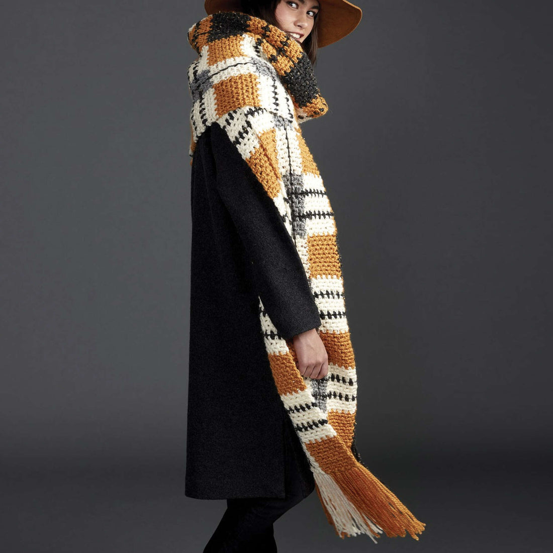 Patons Big Tartan Crochet Super Scarf | Yarnspirations