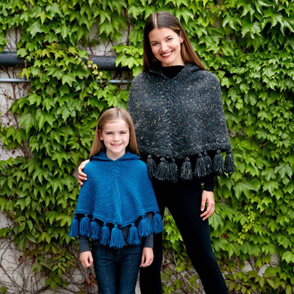 Free Patons Just Me & Mom Ponchos Knitting Pattern | Yarnspirations
