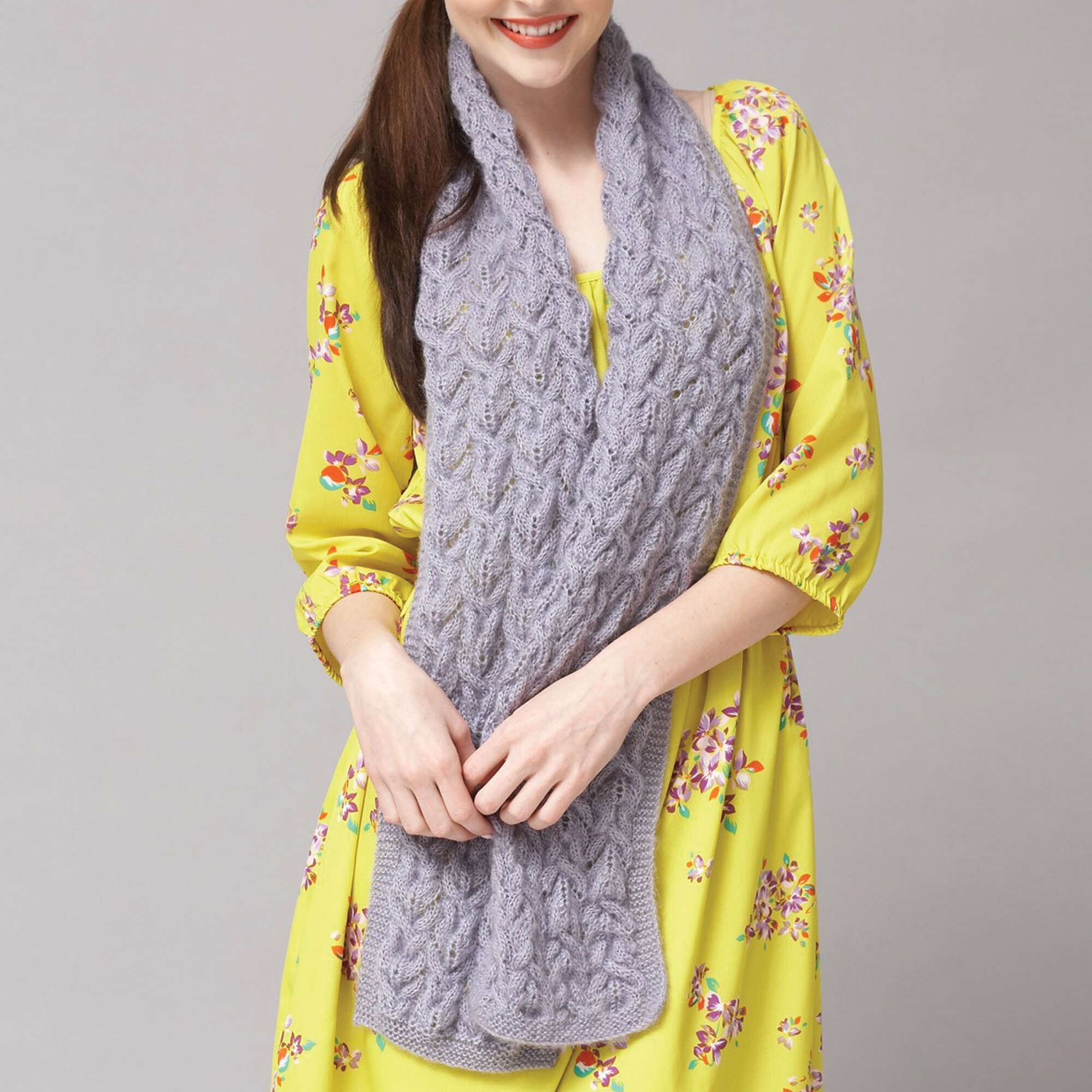 Free Patons Delicate Cables Scarf & Shawl Combo Knitting Pattern ...