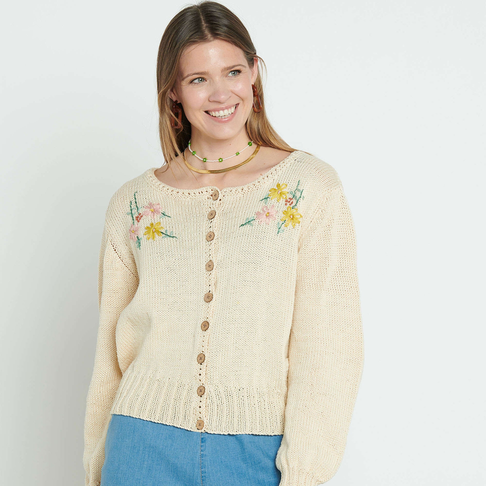 Free Patons Embroidered Cardigan Knitting Pattern | Yarnspirations