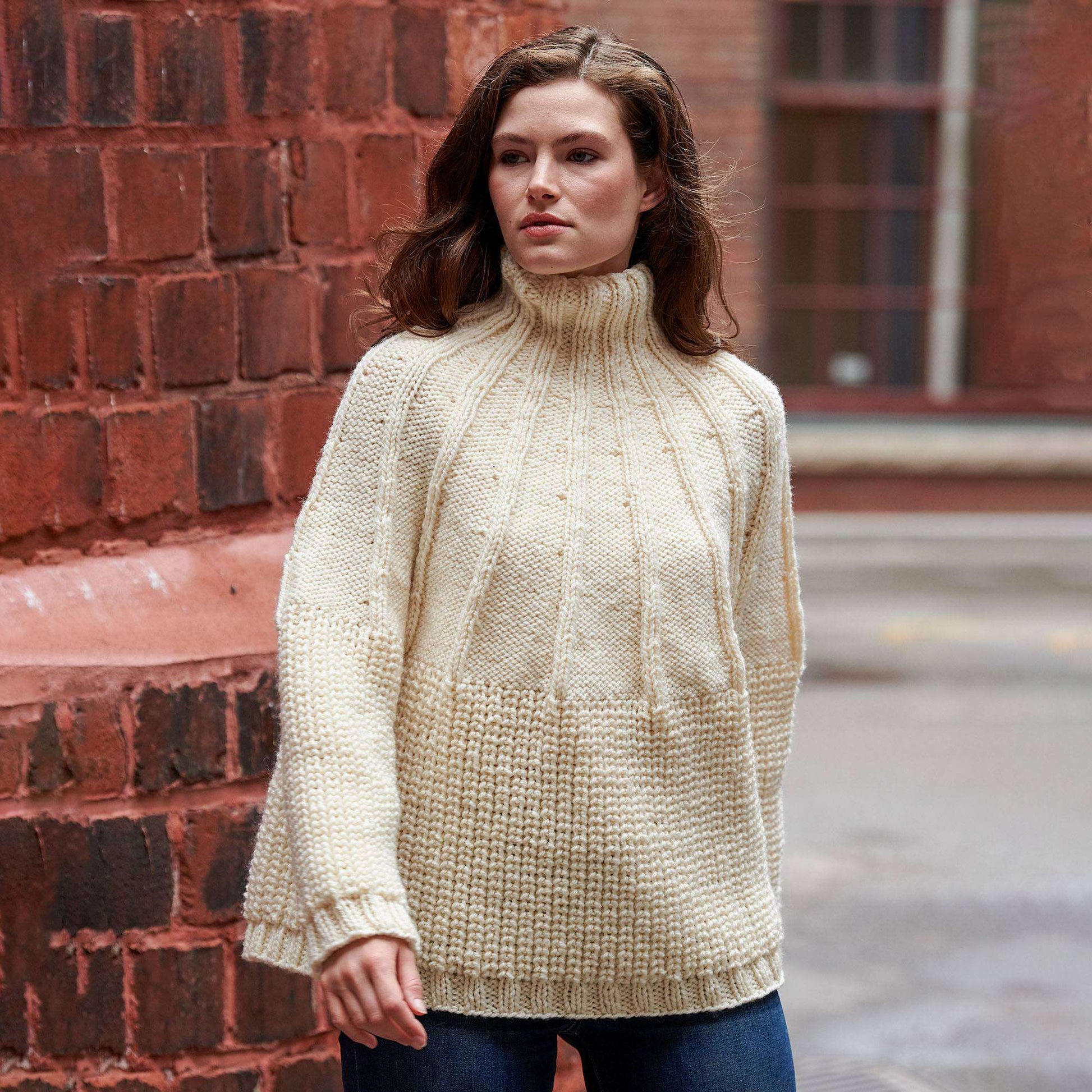 Free Patons Rib Top Down Pullover Knitting Pattern | Yarnspirations