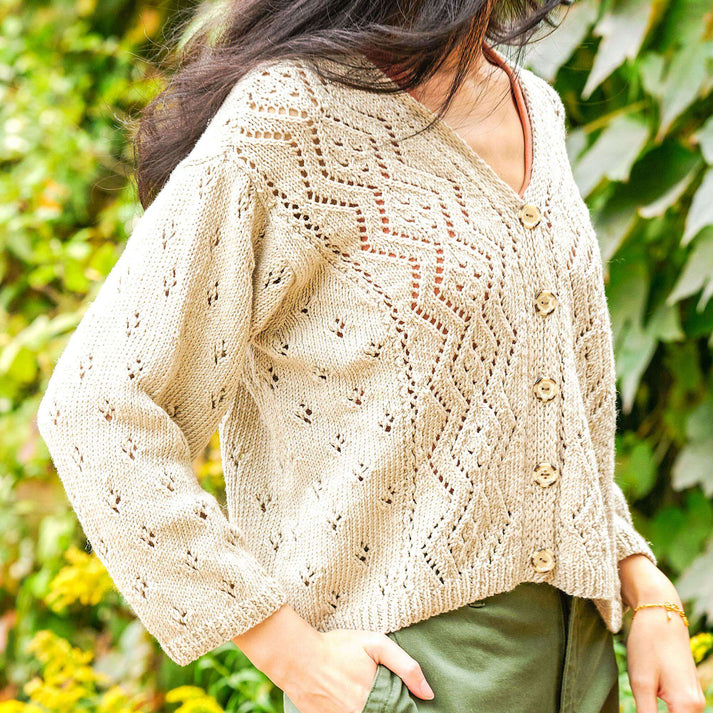 Patons Knit Vertical Lace Panels Cardigan | Yarnspirations