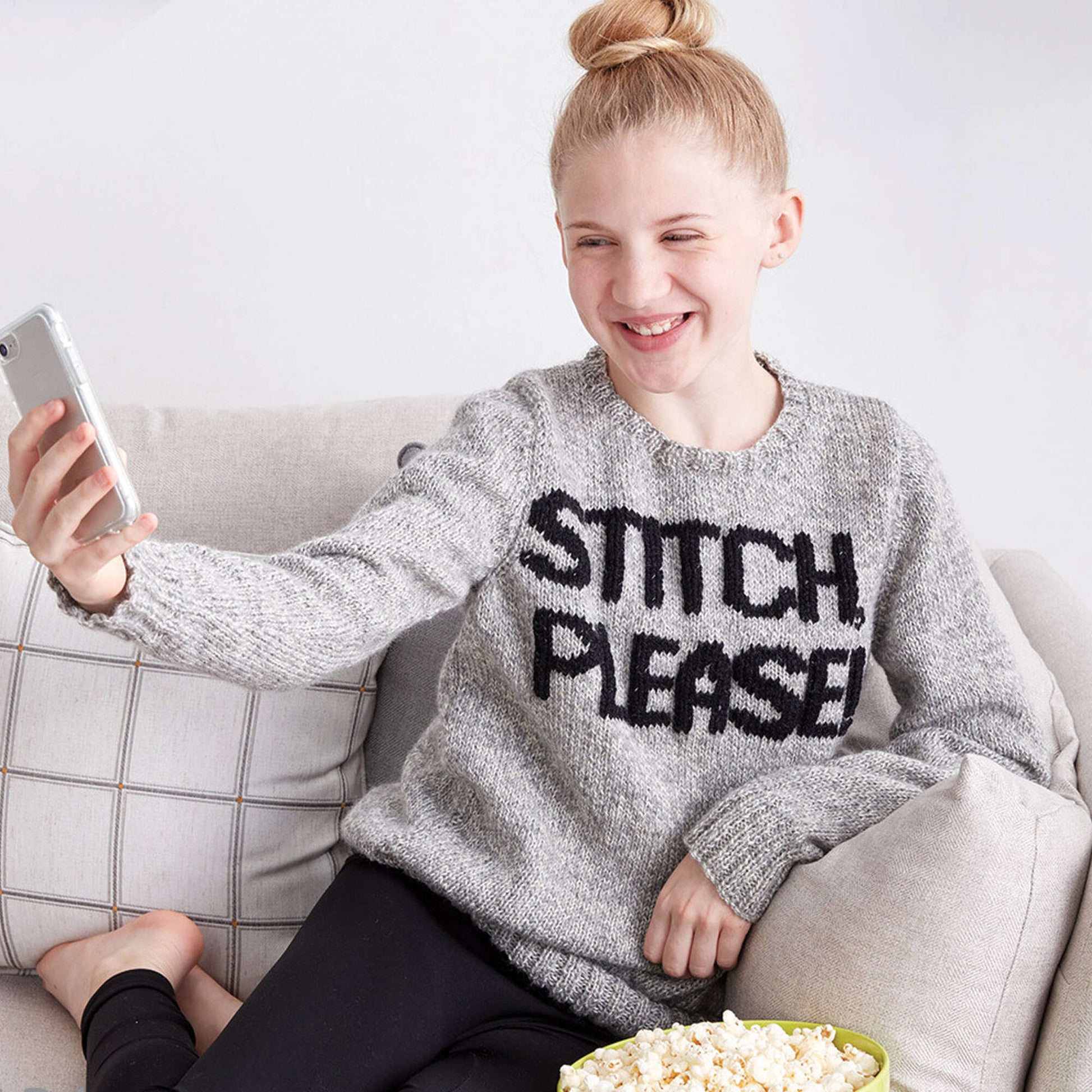 Free Easy Patons Stitch Please! Sweater Knitting Pattern | Yarnspirations