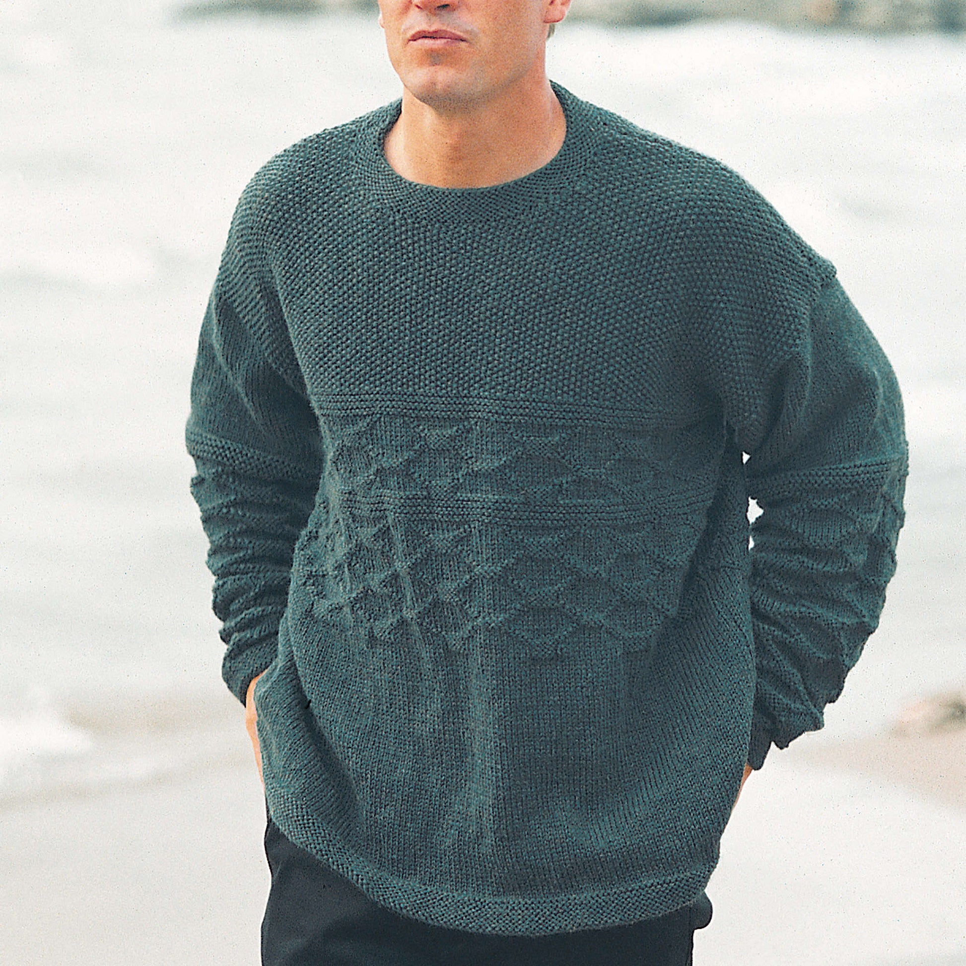 Free Easy Patons Men's Tilework Textured Pullover Knitting Pattern ...