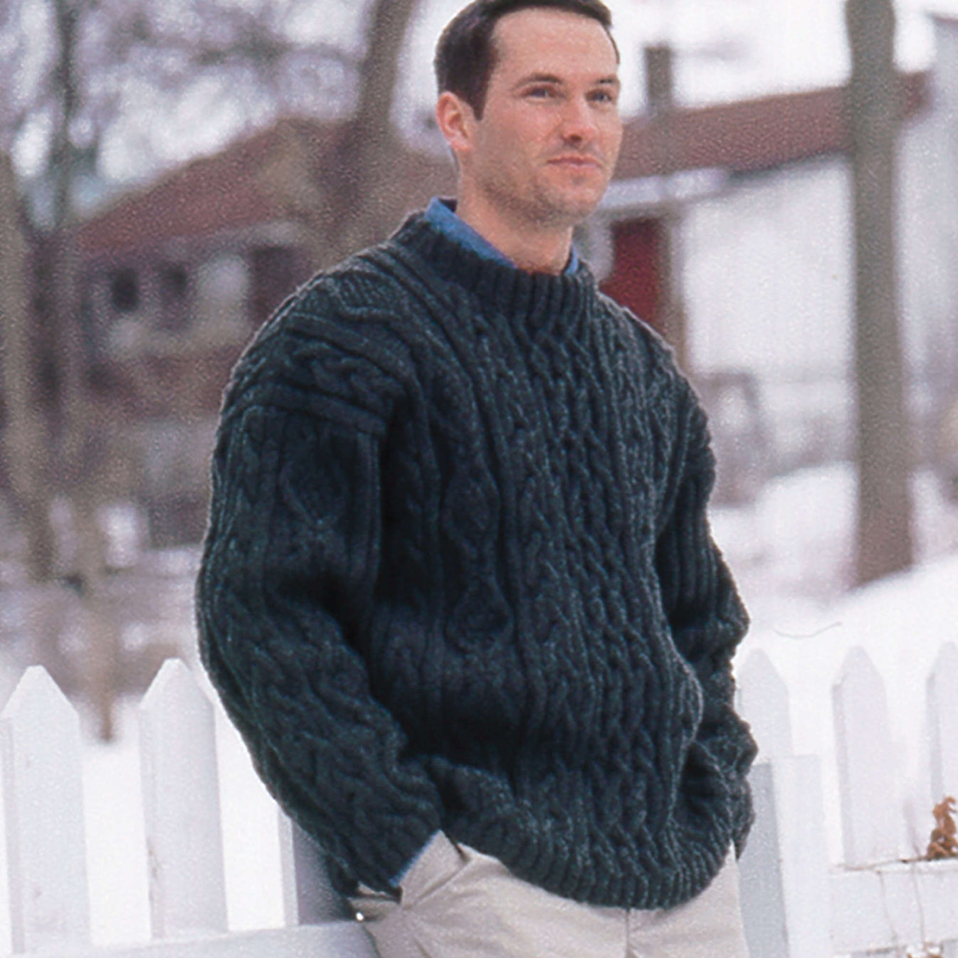 Free Patons Cabled Crew Neck Knitting Pattern | Yarnspirations