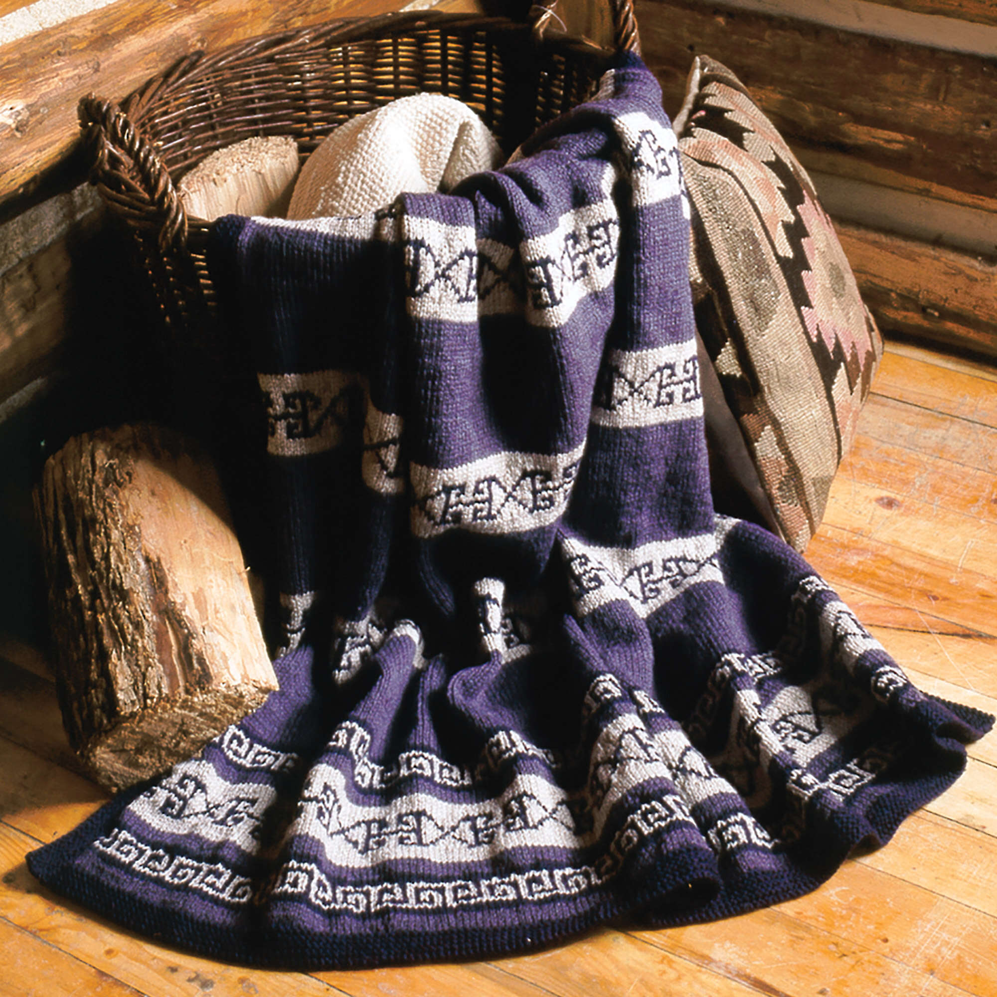 Free Easy Patons Greek Key Striped Afghan Knitting Pattern | Yarnspirations