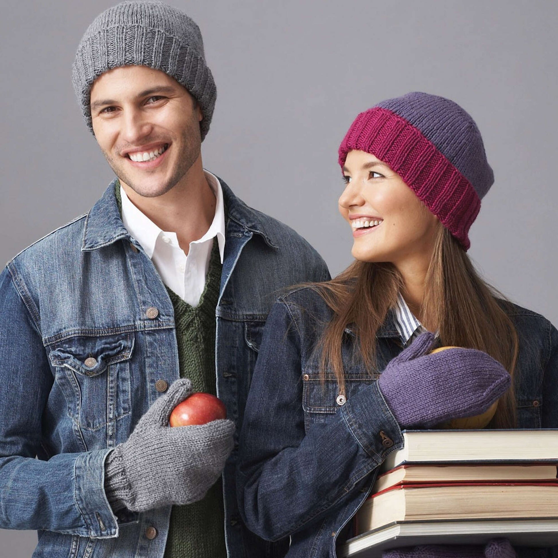 Free Easy Patons Basic Hat & Mittens 2 Needles Knitting Pattern ...