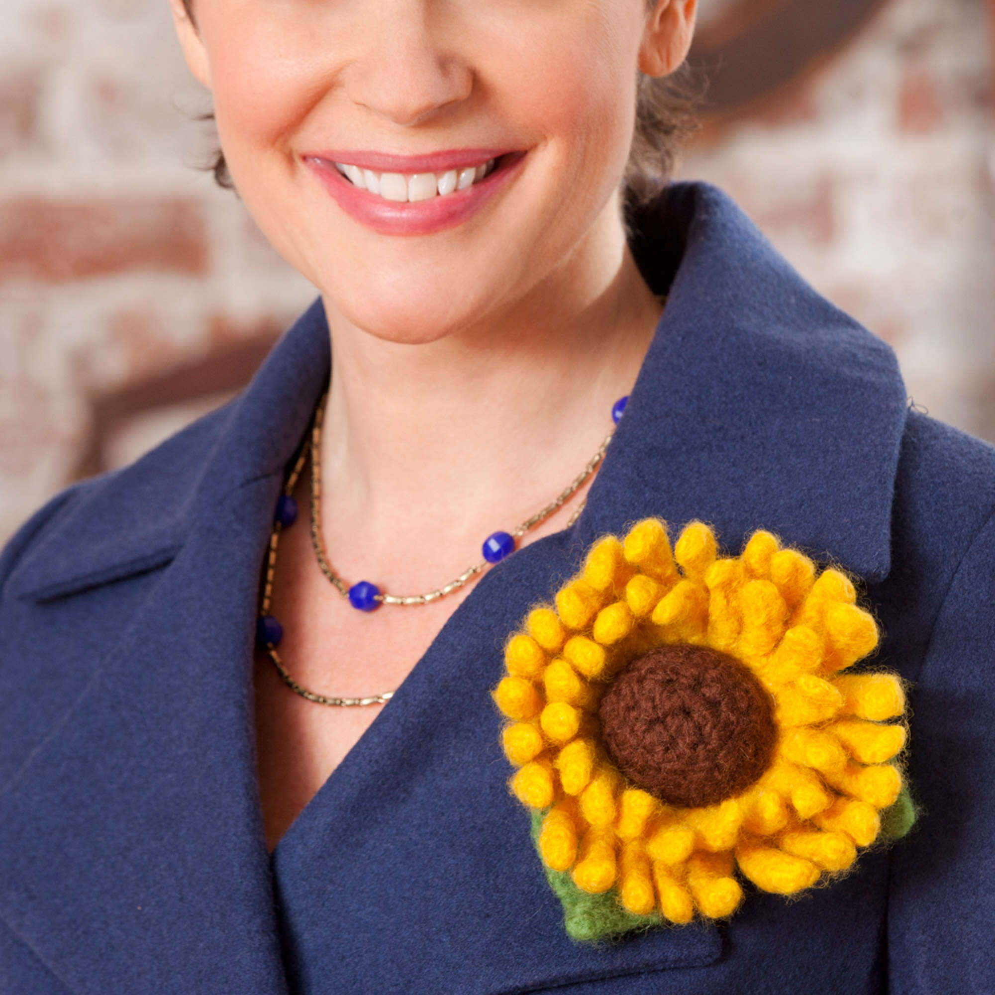 Free Red Heart Felted Sunflower Pin Crochet Pattern | Yarnspirations