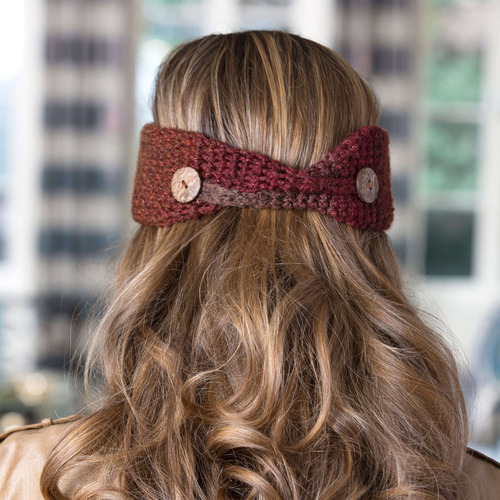 Free Easy Red Heart Buttoned Headband Crochet Pattern | Yarnspirations