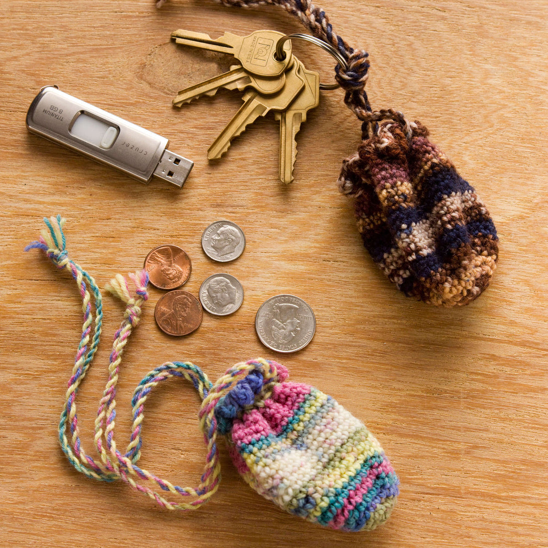Free Easy Red Heart Key Ring Pouch Crochet Pattern | Yarnspirations