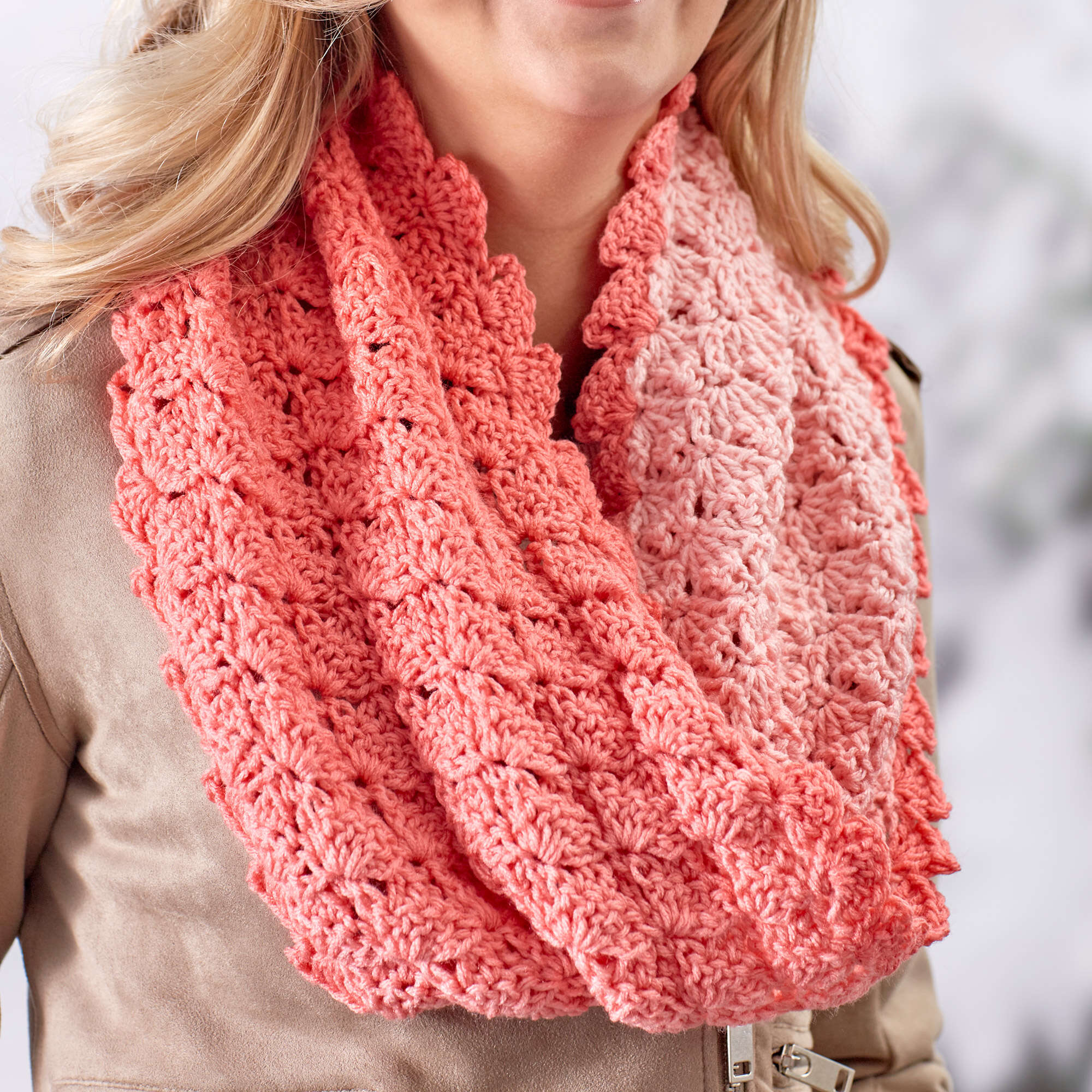 Free Easy Red Heart Sweet Shells Twisted Cowl Crochet Pattern ...