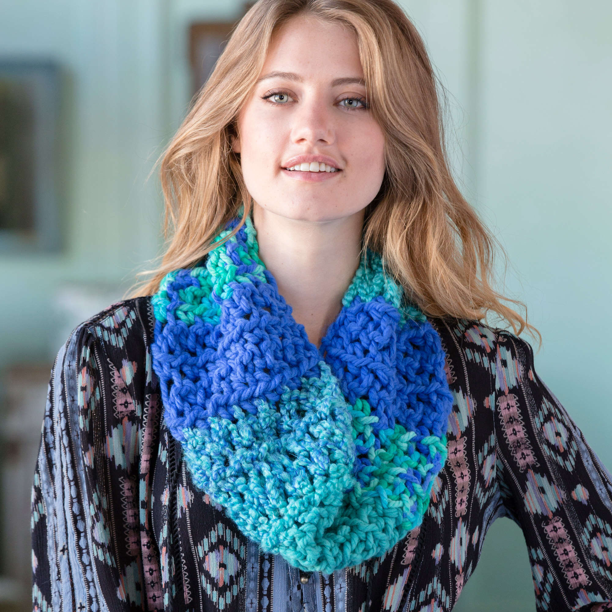 Free Beginner Red Heart Uniquely You Calypso Cowl Crochet Pattern ...