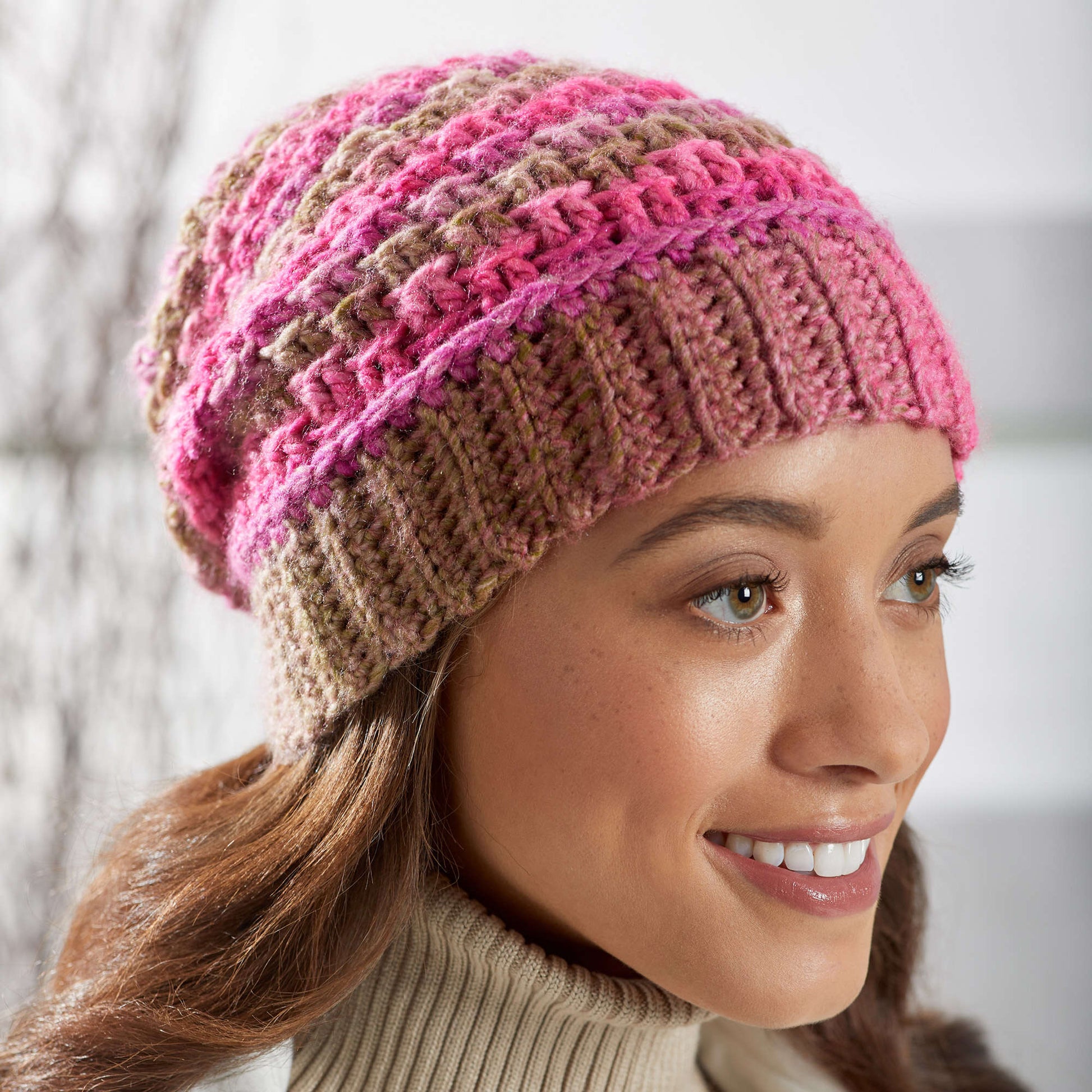 Free Red Heart Textured Reversible Beanie Crochet Pattern | Yarnspirations