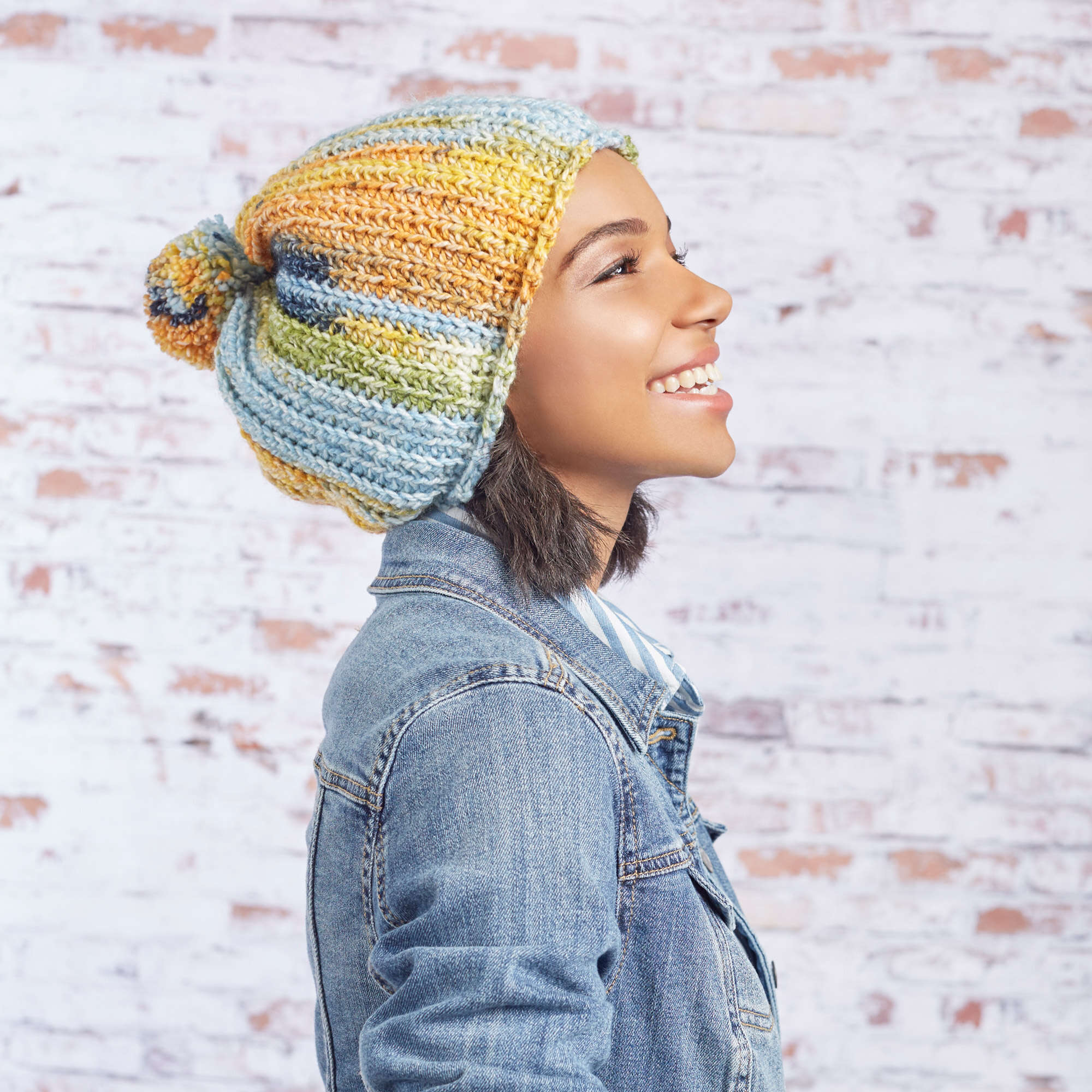 Free Beginner Red Heart Big Pom Slouchy Hat Crochet Pattern ...