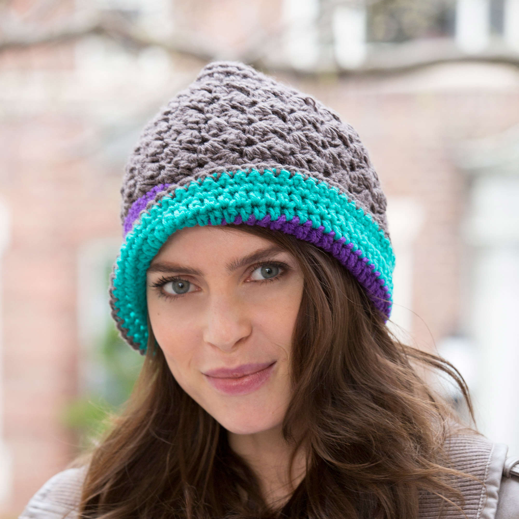 Free Easy Red Heart Tri-Toned Hat Crochet Pattern | Yarnspirations