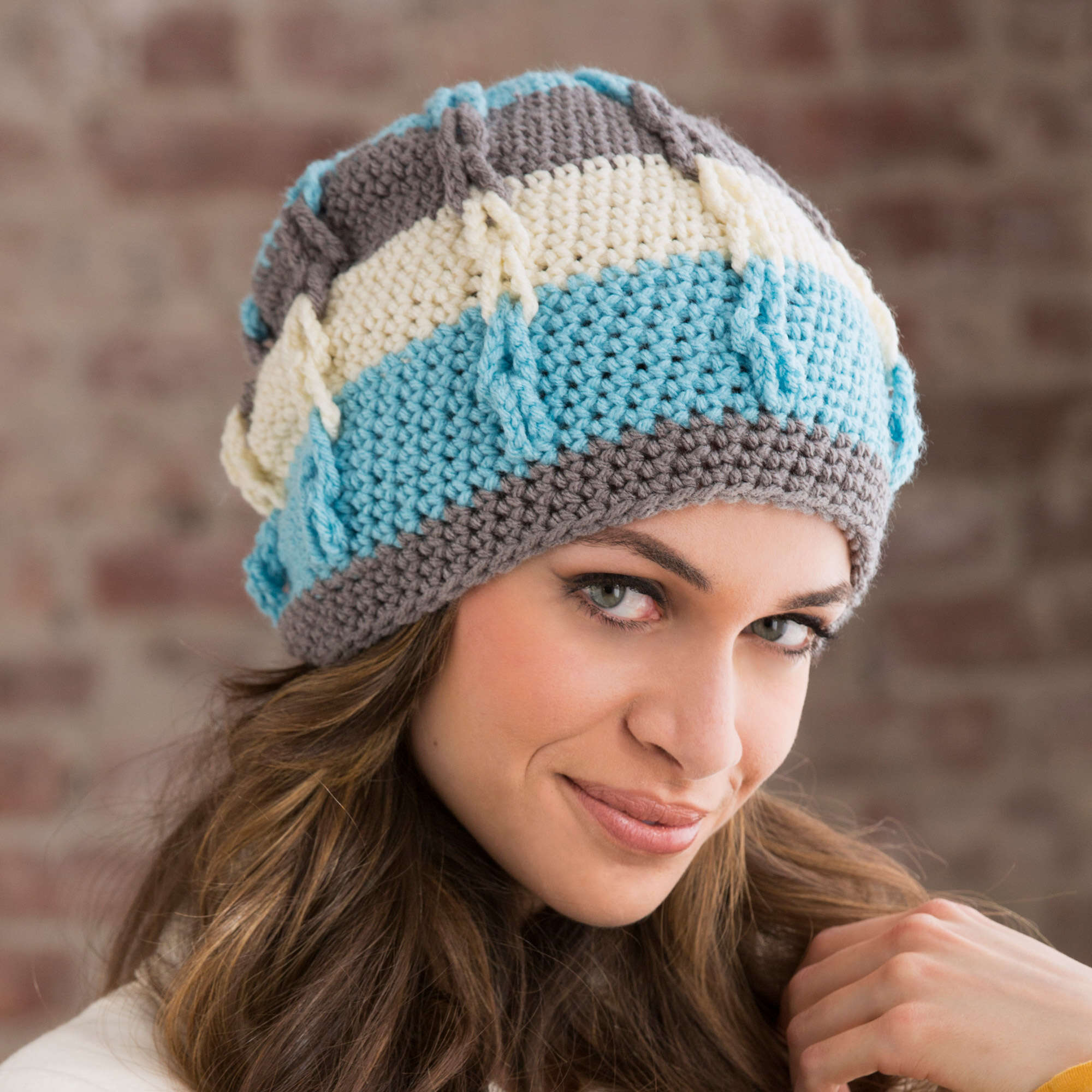 Free Red Heart Stripe It Slouchy Hat Crochet Pattern | Yarnspirations