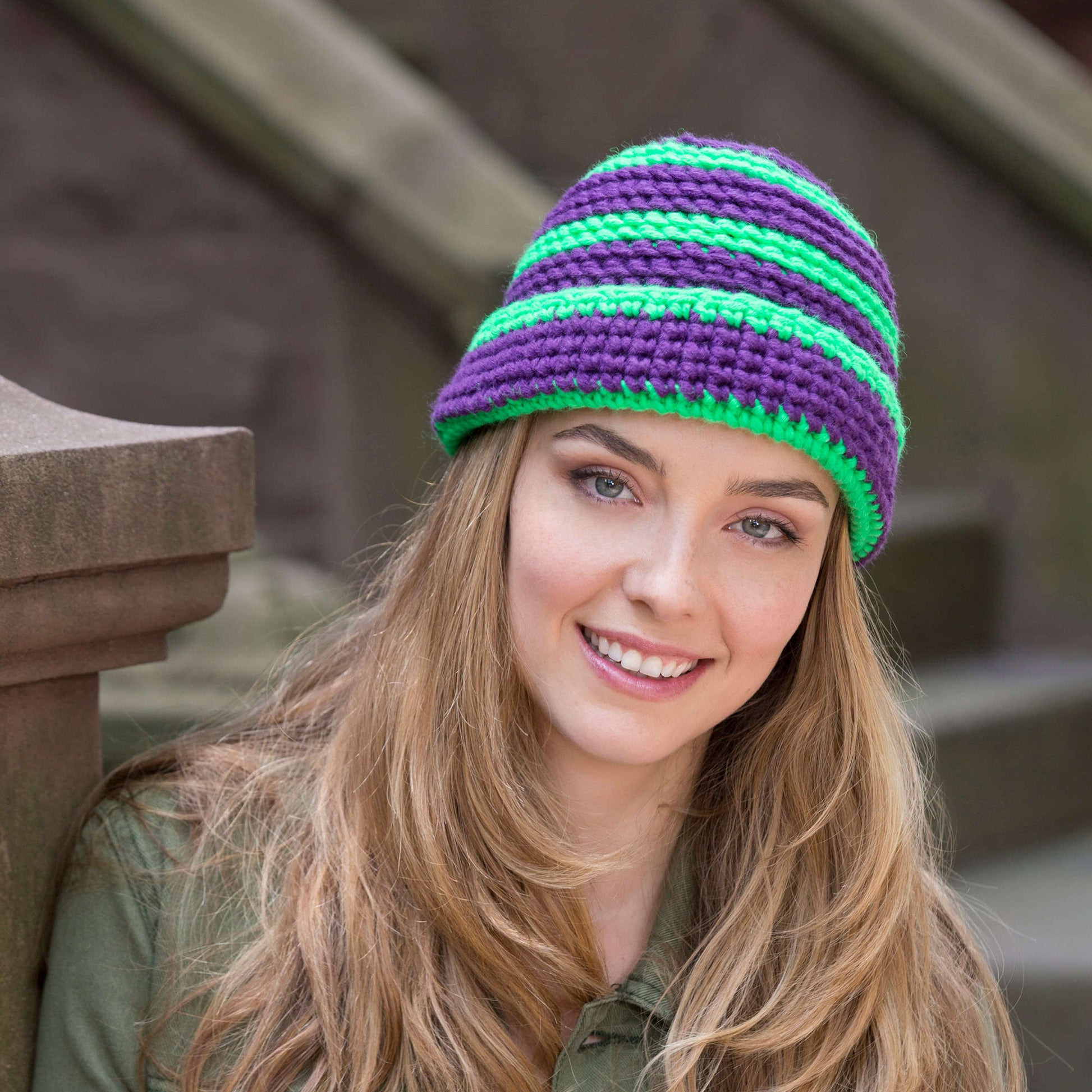 Free Red Heart Snappy Stripe Hat Crochet Pattern | Yarnspirations